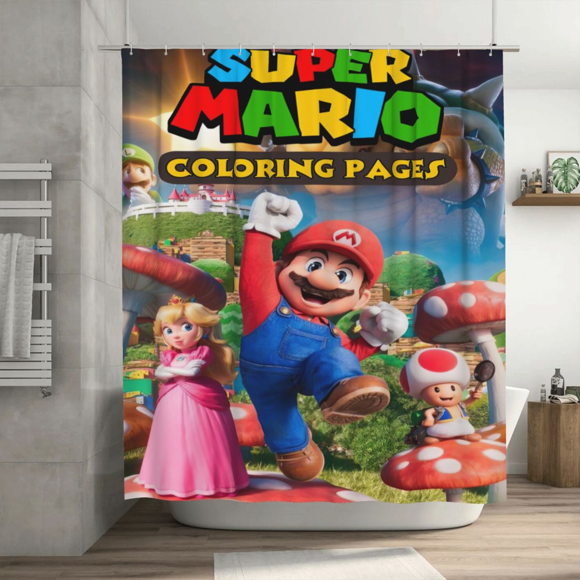 Super Mario Shower Curtain, 72 x 72 inch Waterproof Fabric Shower ...