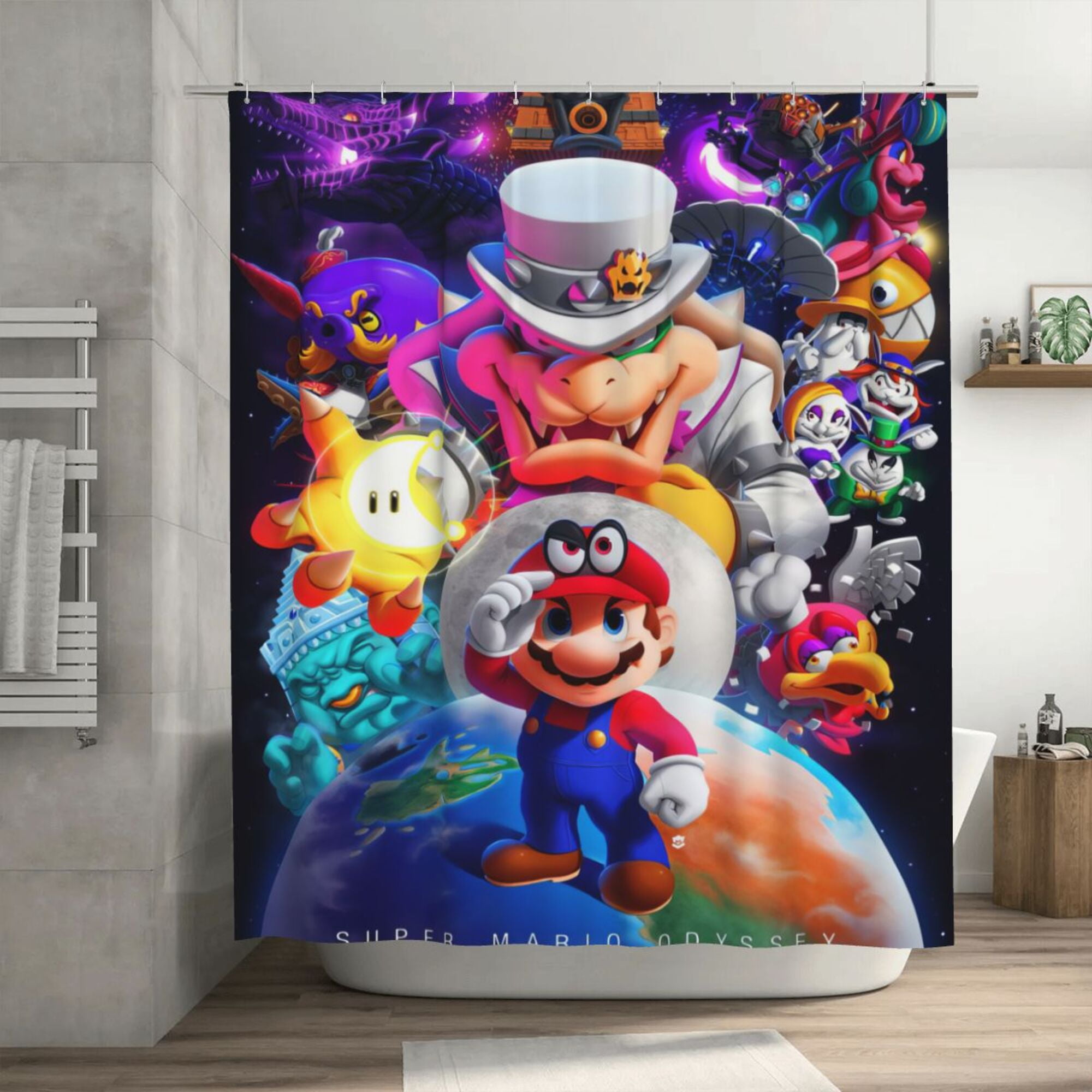 Super Mario Shower Curtain, 72 x 72 inch Waterproof Fabric Shower ...
