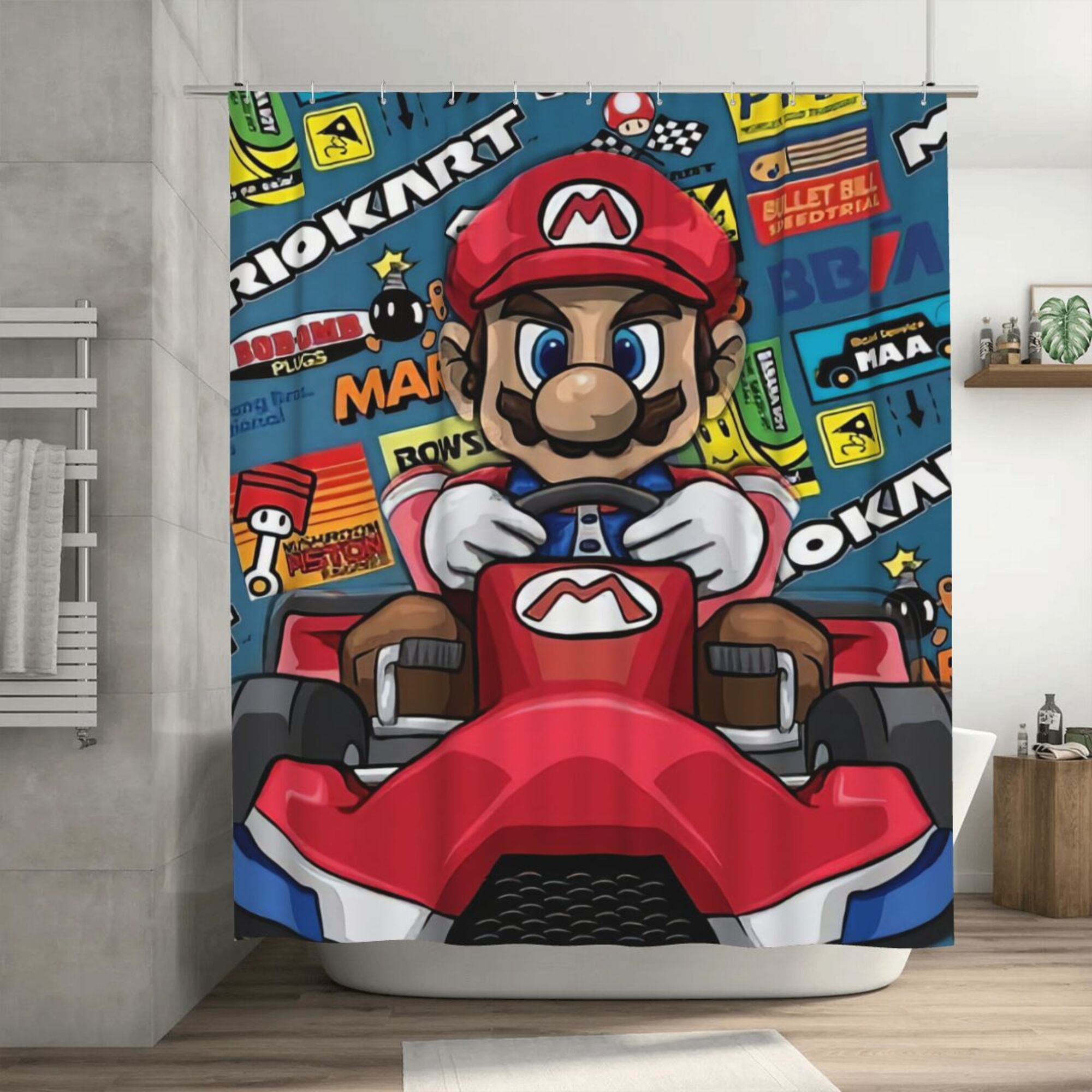 Super Mario Shower Curtain, 72 x 72 inch Waterproof Fabric Shower ...