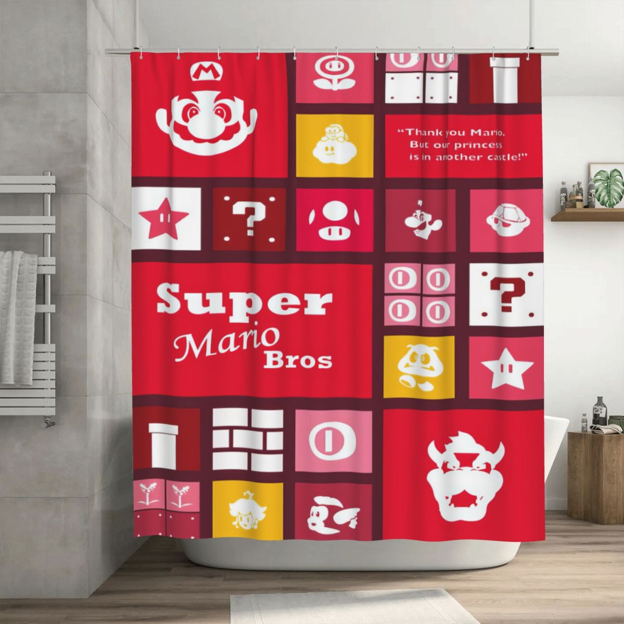 Super Mario Shower Curtain, 72 x 72 inch Waterproof Fabric Shower ...