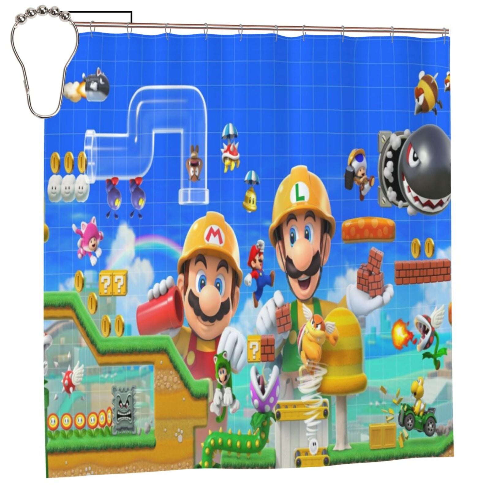 Super Mario Shower Curtain Waterproof Cartoon Anime Shower Curtains for ...