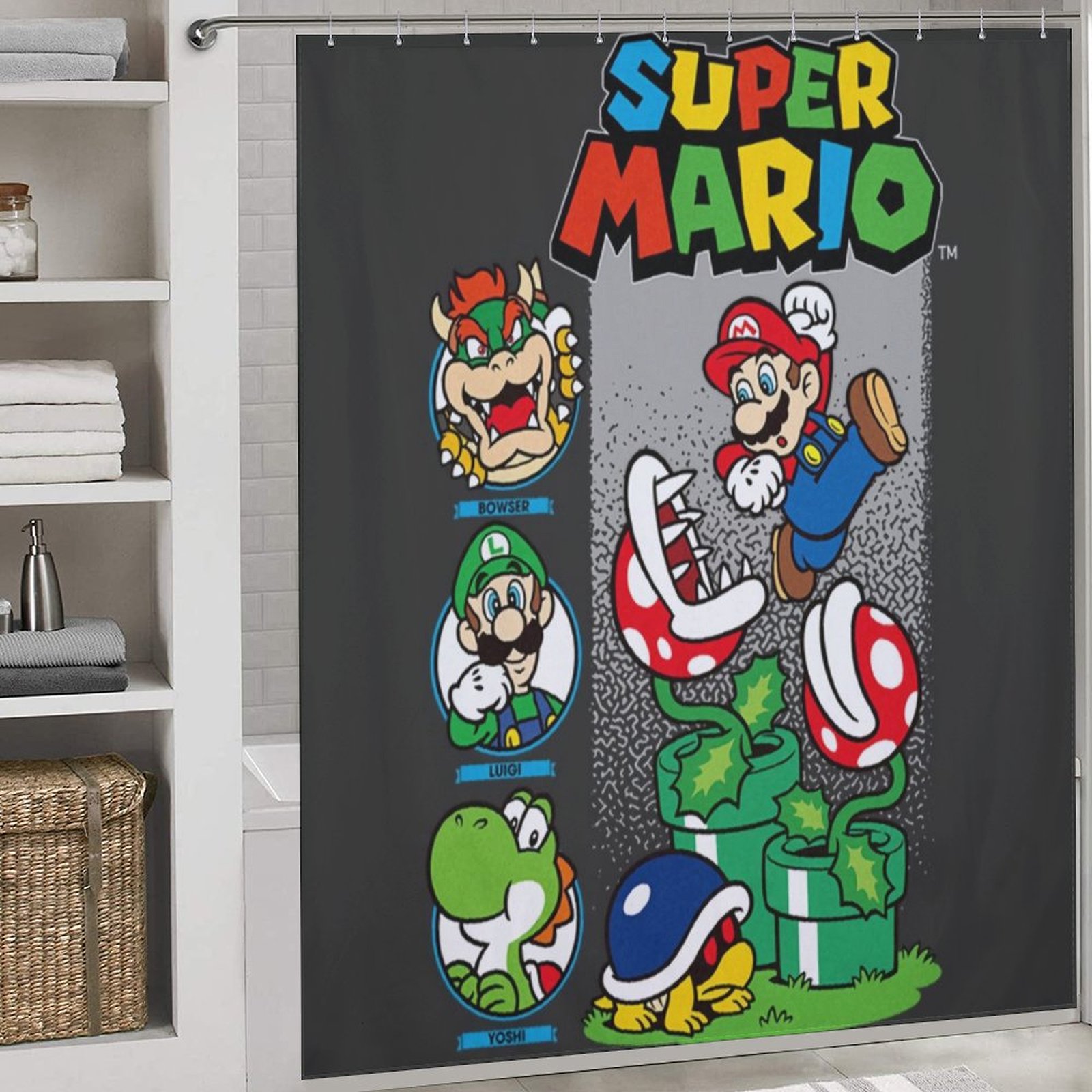 Super-Mario Shower Curtain,Waterproof Design and Polyester,Quick-Drying ...