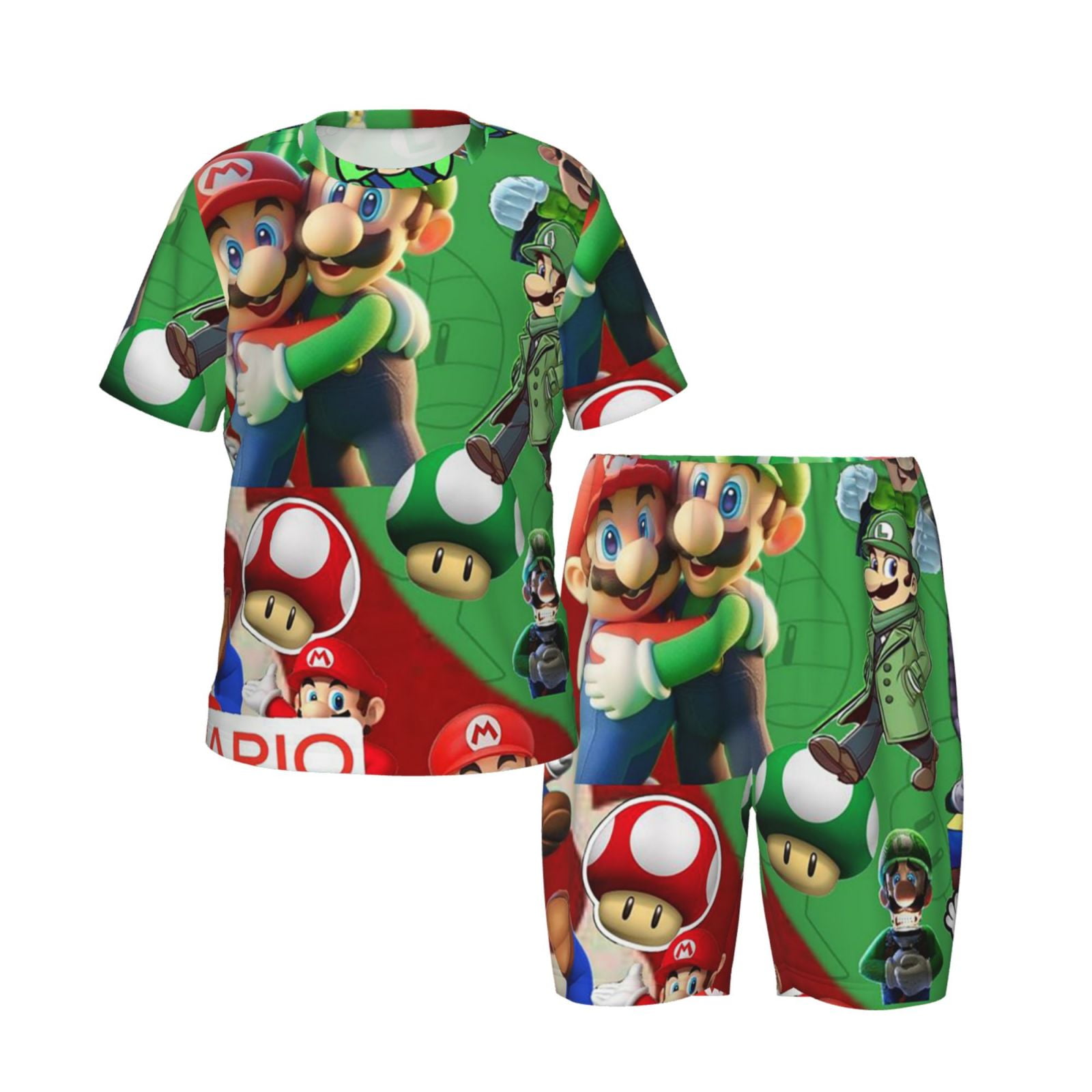 Super Mario Sleepwear Short sleeve Top and Shorts Pajama Summer Pjs 2 ...