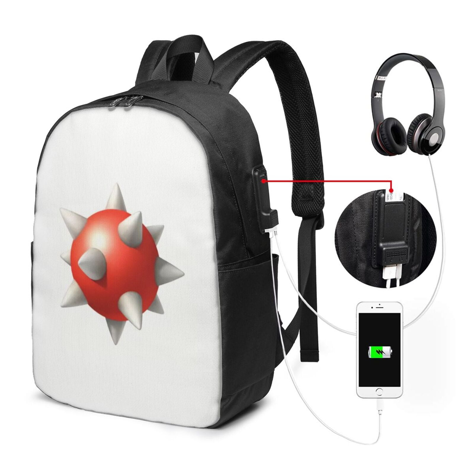 Super Mario Spiny Egg Large Capacity School & Travel Backpack For Men ...