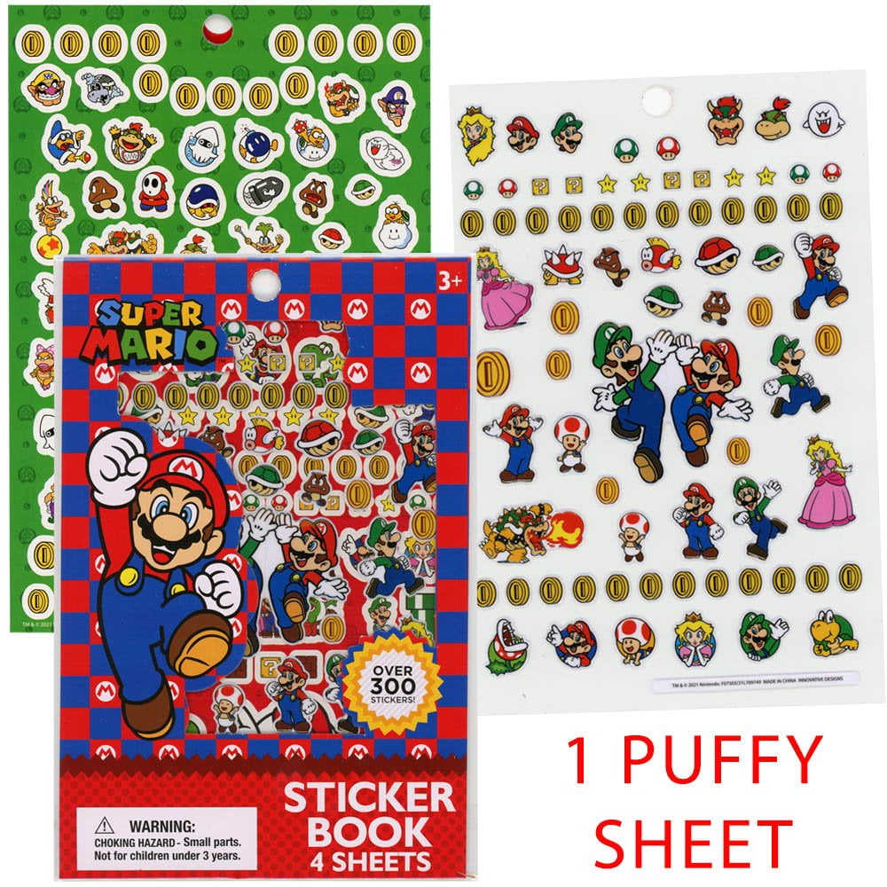 Super Mario Sticker Book with Puffy Stickers 4 Sheet - Walmart.com