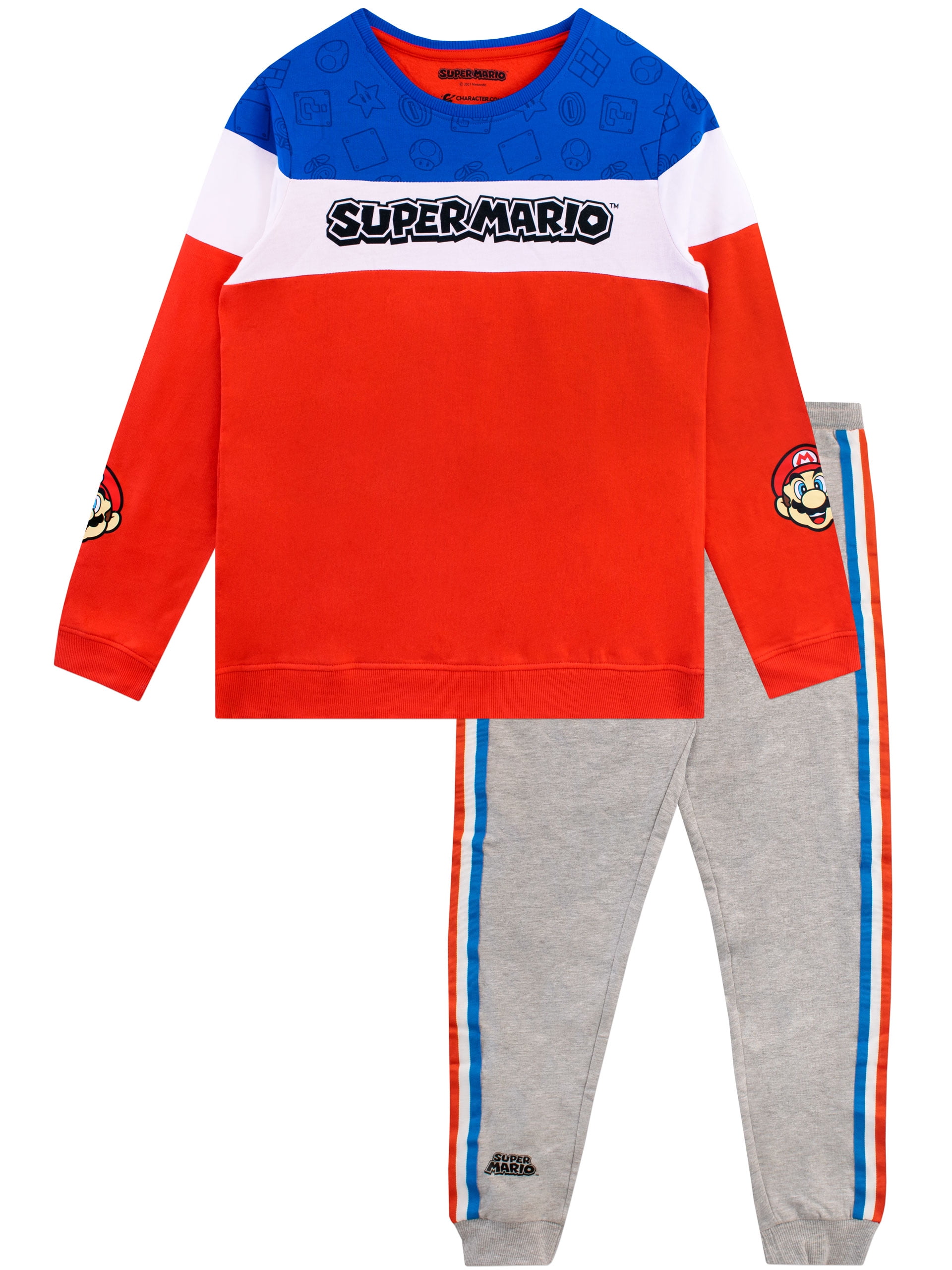 Super Mario Bros Kids Sweatshirt and Joggers Set, Red and Grey ...
