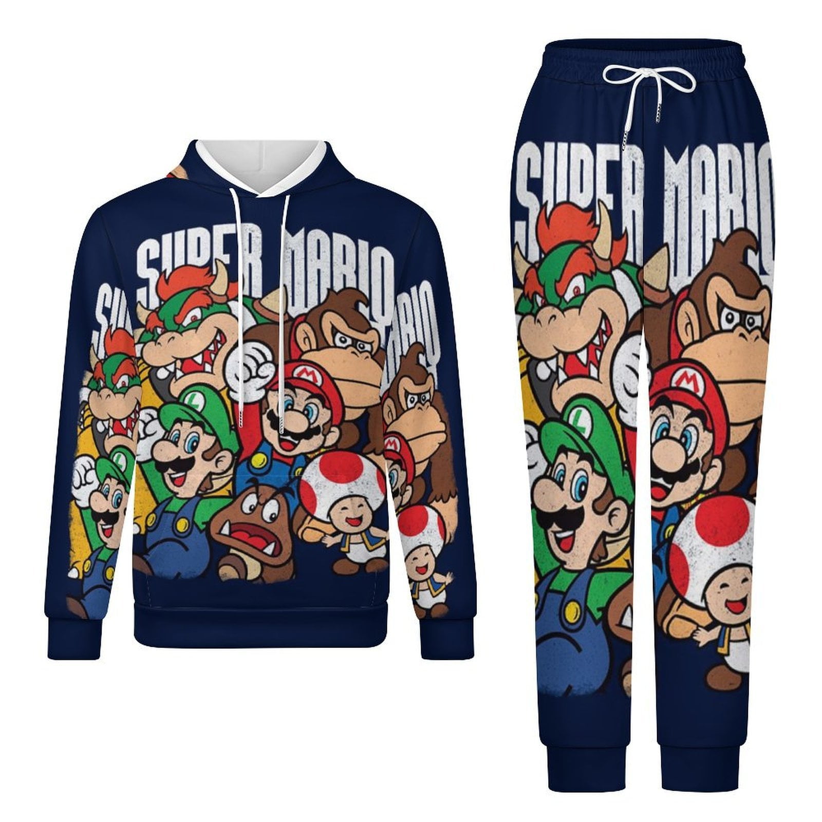 Super Mario Sweatsuit 2 Piece Outfits Warm Hoodie & Sweatpants ...