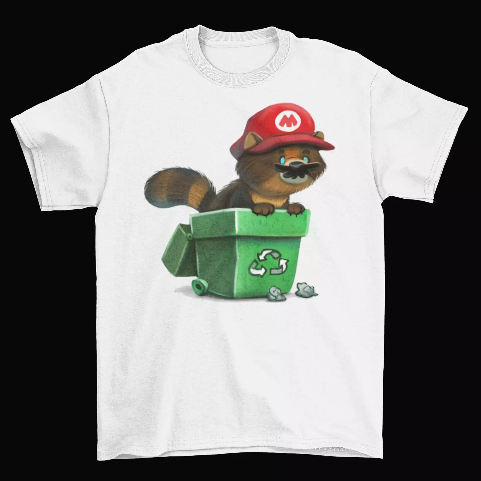 Super Mario Tanooki T-Shirt Unisex Adult Sizes Raccoon Nintendo Trash ...