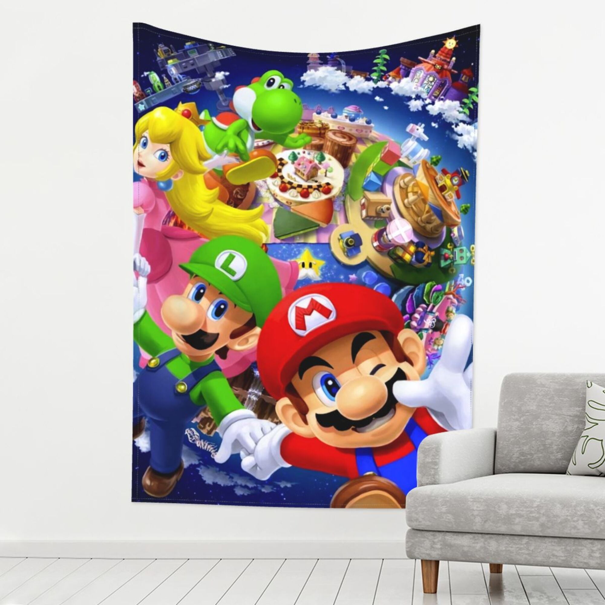 Super Mario Tapestry Cartoon Print Wall Art Hanging Tapestry Game ...