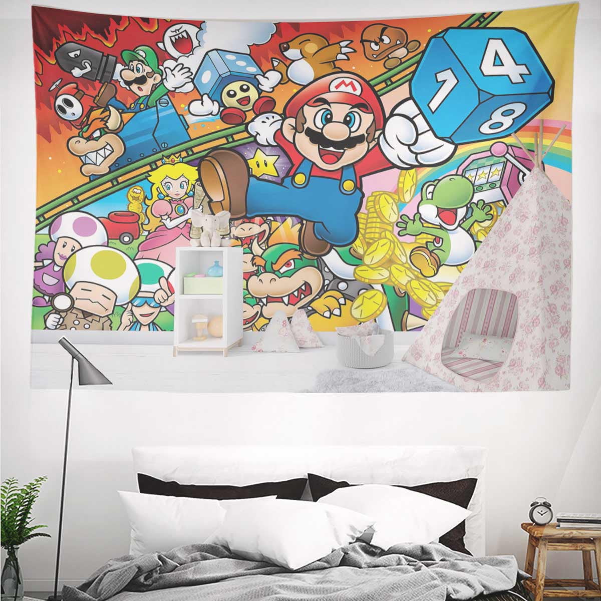 Super Mario Tapestry Gift Wall Hanging Backdrop for Room Bedroom Girls ...