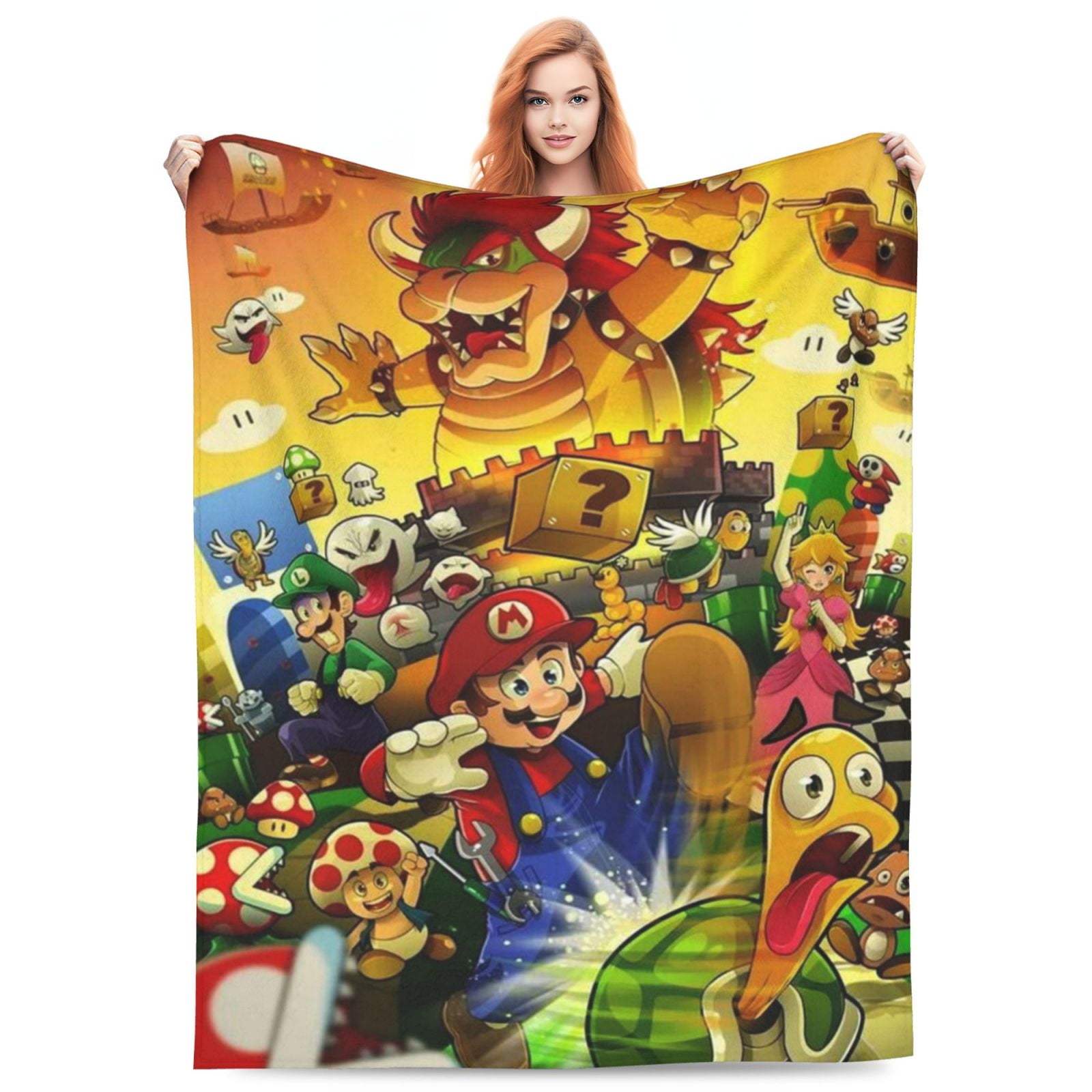 Super Mario Throw Blanket Couch Bed Sofa Soft Lightweight Warm Cozy ...