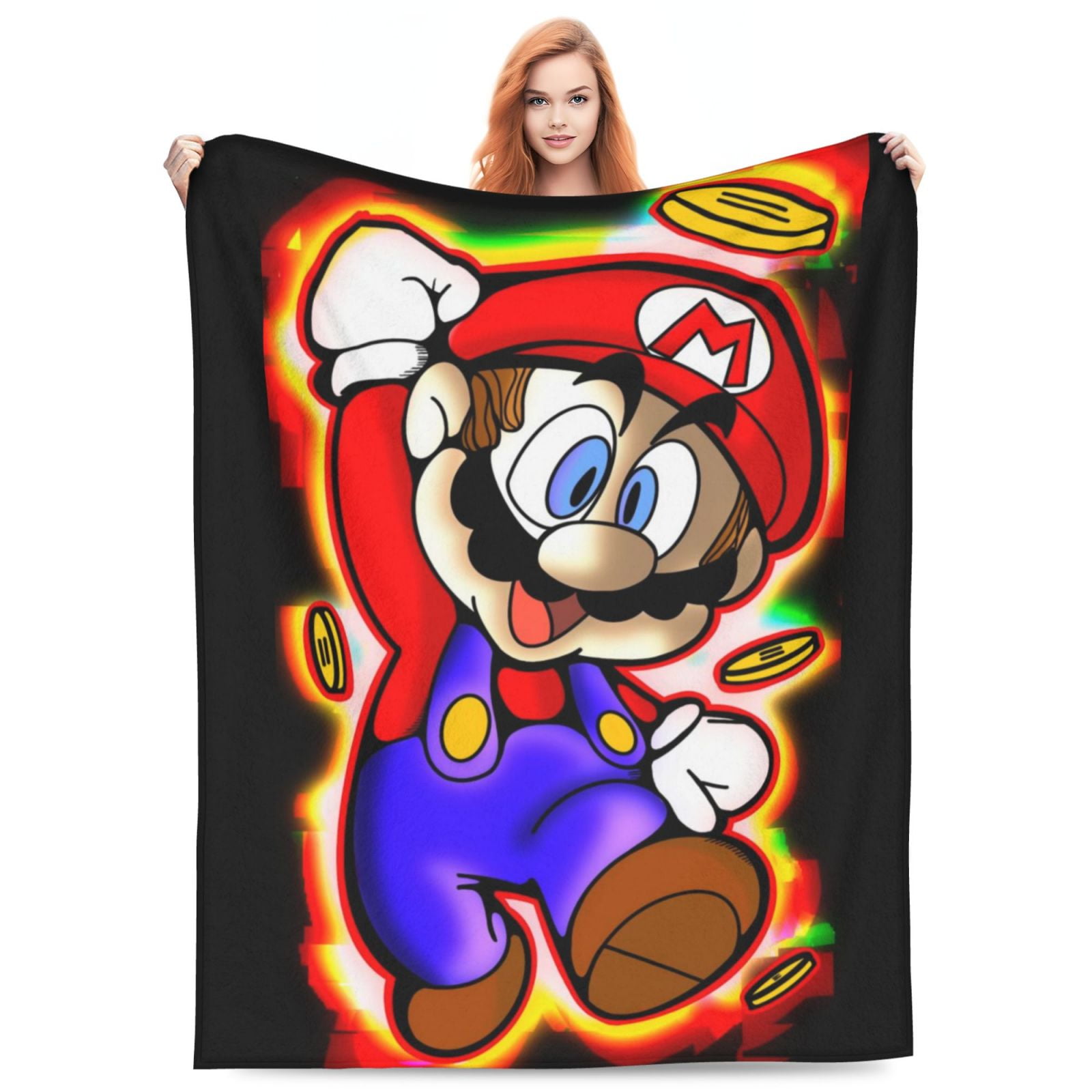 Super Mario Throw Blanket Couch Bed Sofa Soft Lightweight Warm Cozy ...