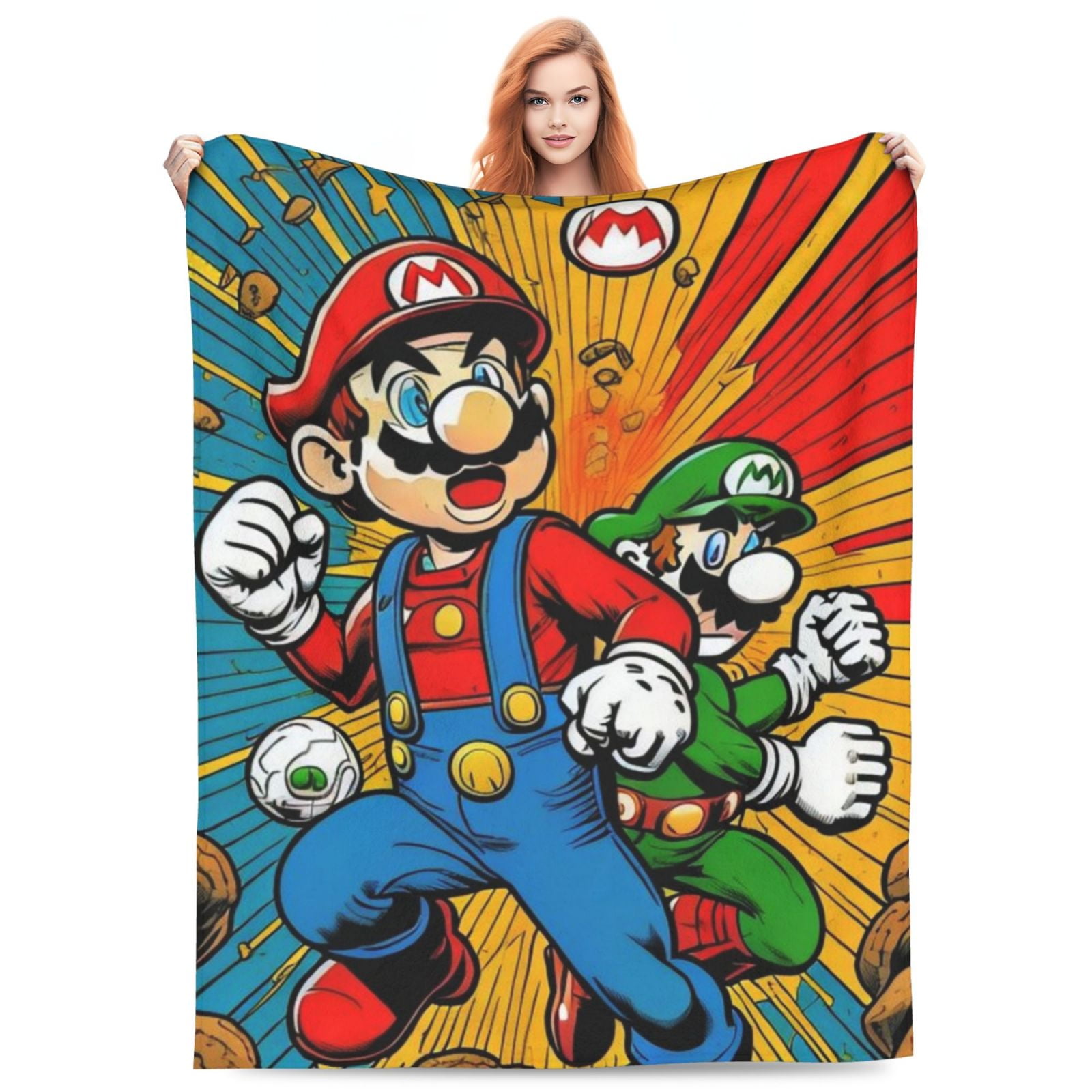 Super Mario Throw Blanket Couch Bed Sofa Soft Lightweight Warm Cozy ...