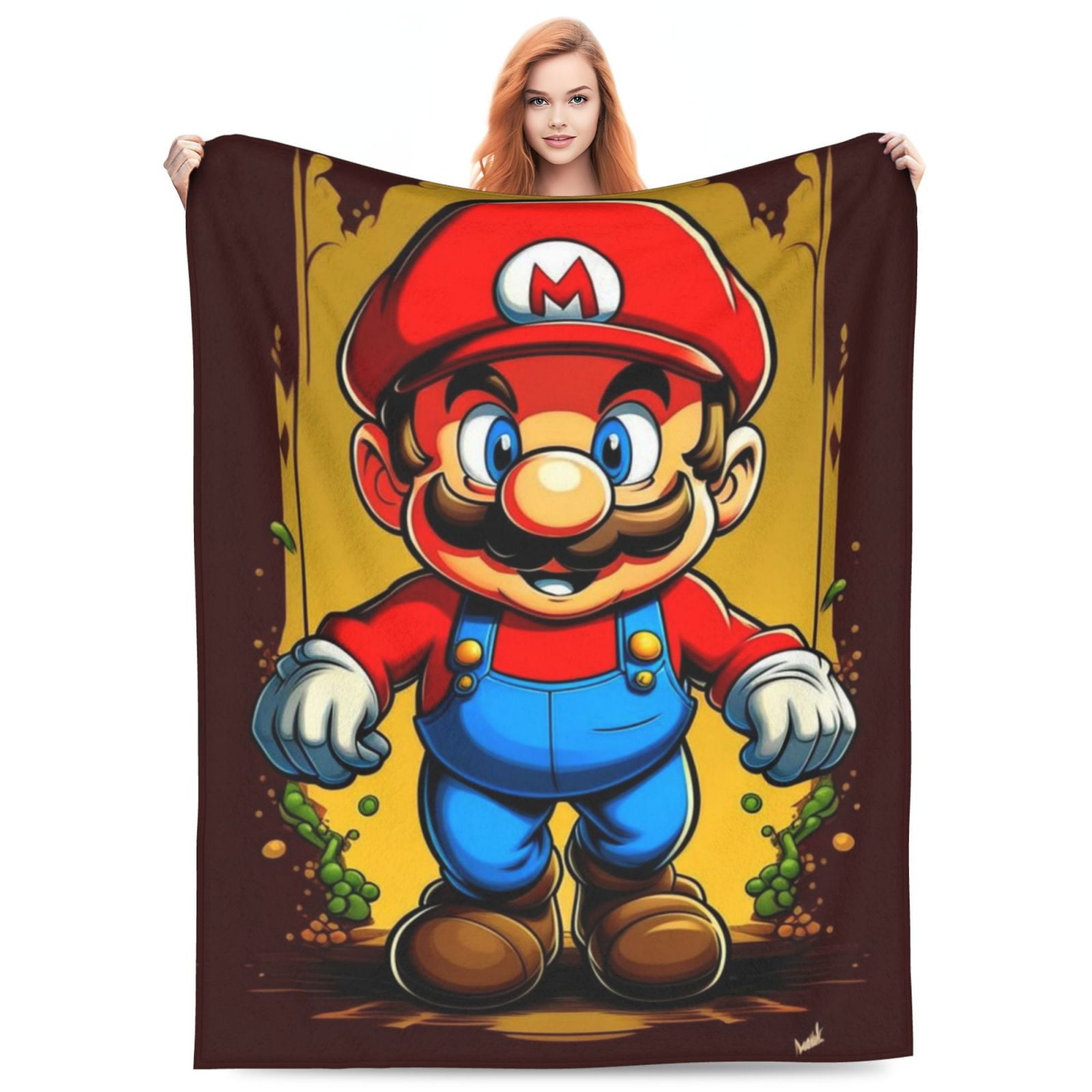 Super Mario Throw Blanket Couch Bed Sofa Soft Lightweight Warm Cozy ...