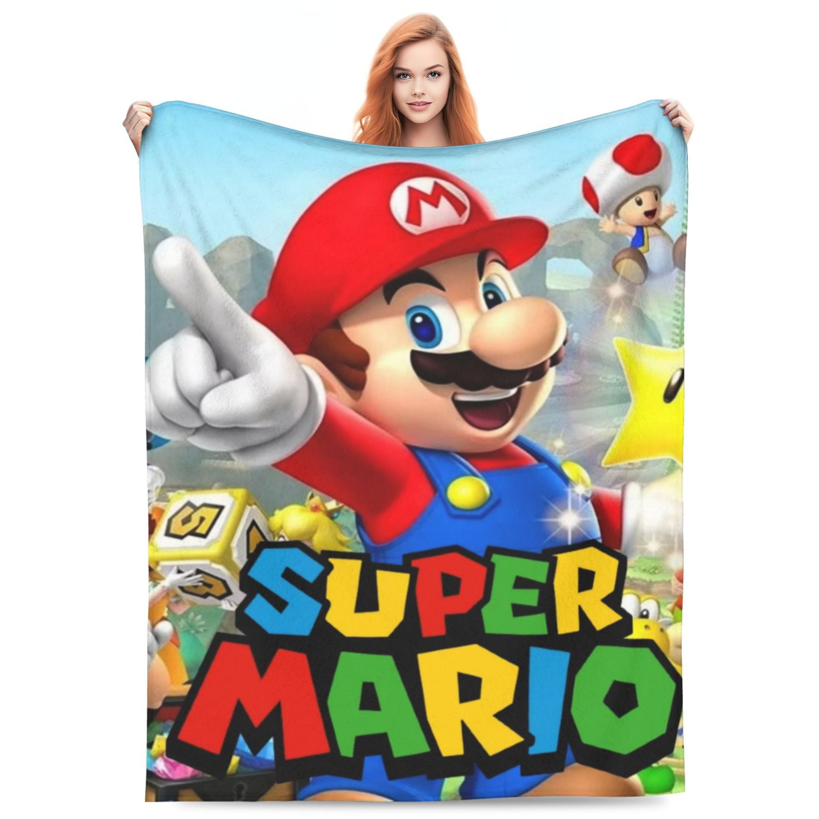 Super Mario Throw Blanket Couch Bed Sofa Soft Lightweight Warm Cozy ...