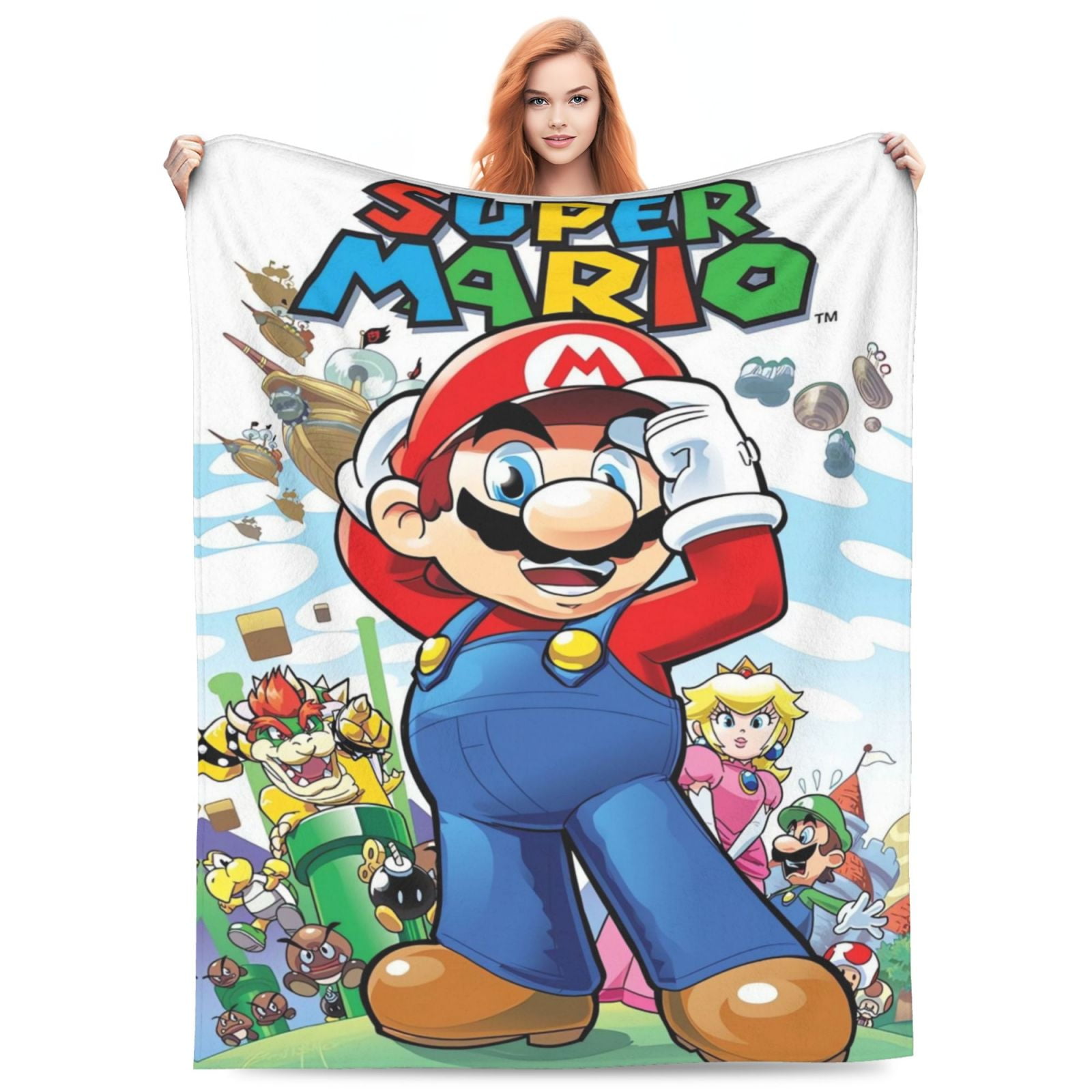 Super Mario Throw Blanket Couch Bed Sofa Soft Lightweight Warm Cozy ...