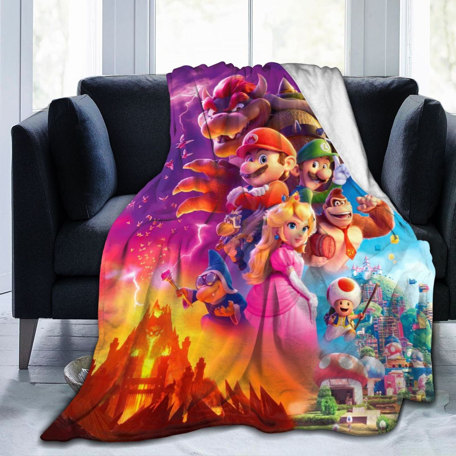 Super Mario Throw Blanket Couch Bed Sofa Soft Lightweight Warm Cozy Flannel Fleece Bed Blanket ...