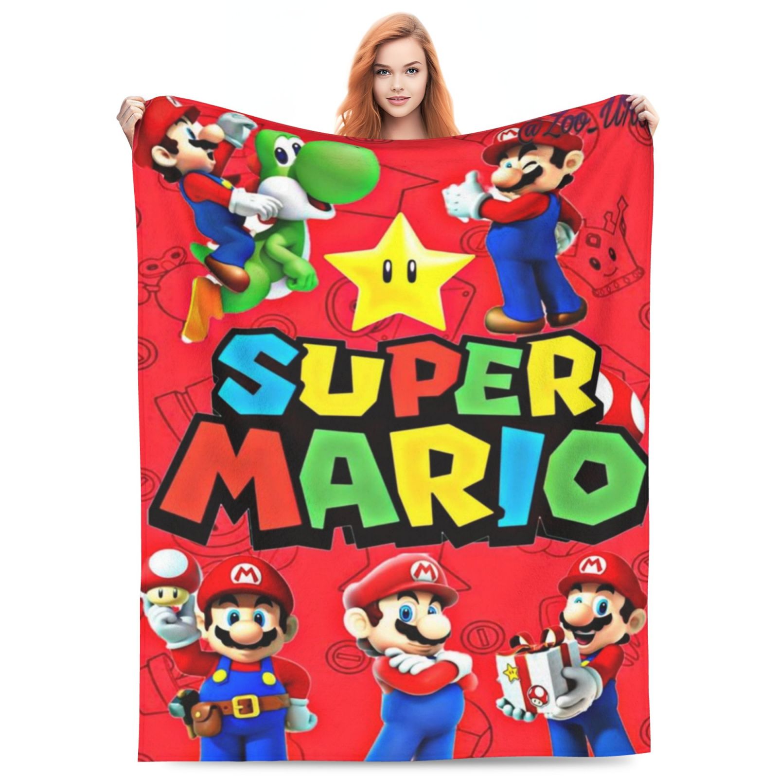 Super Mario Throw Blanket Couch Bed Sofa Soft Lightweight Warm Cozy ...