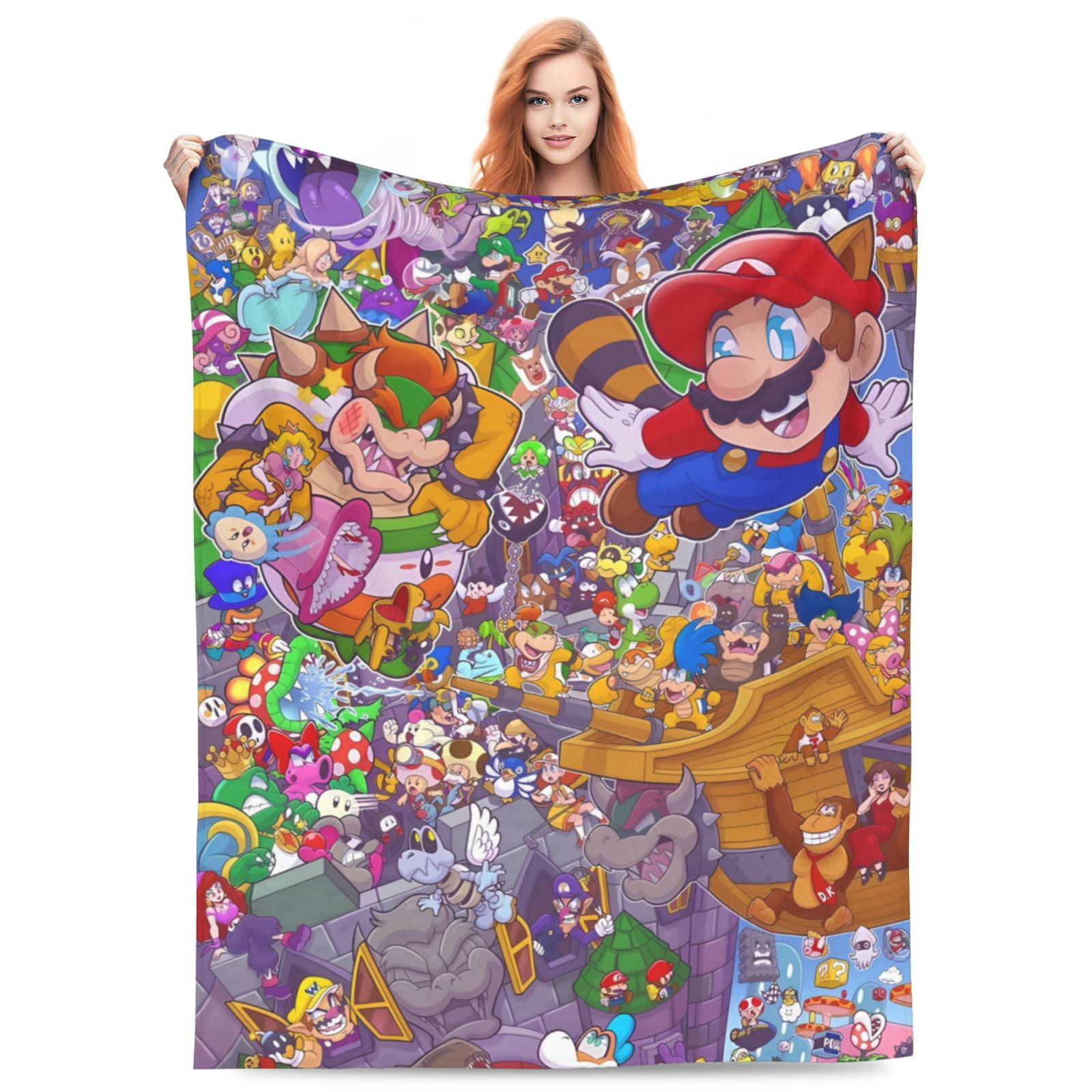 Super Mario Throw Blanket Couch Bed Sofa Soft Lightweight Warm Cozy ...