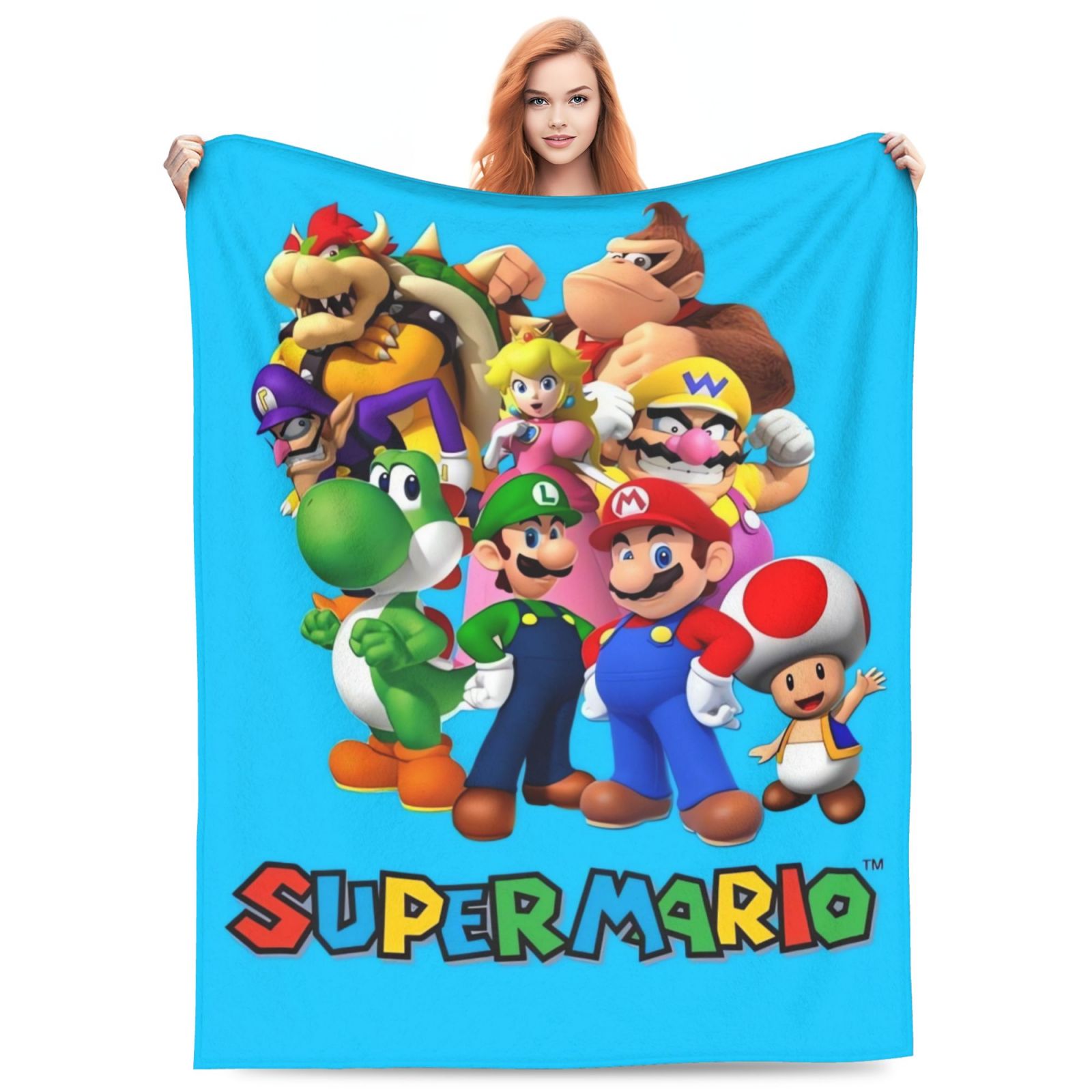 Super Mario Throw Blanket Couch Bed Sofa Soft Lightweight Warm Cozy ...
