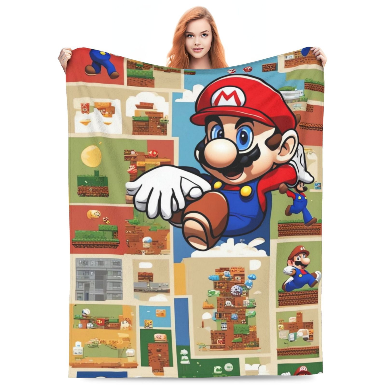 Super Mario Throw Blanket Couch Bed Sofa Soft Lightweight Warm Cozy ...