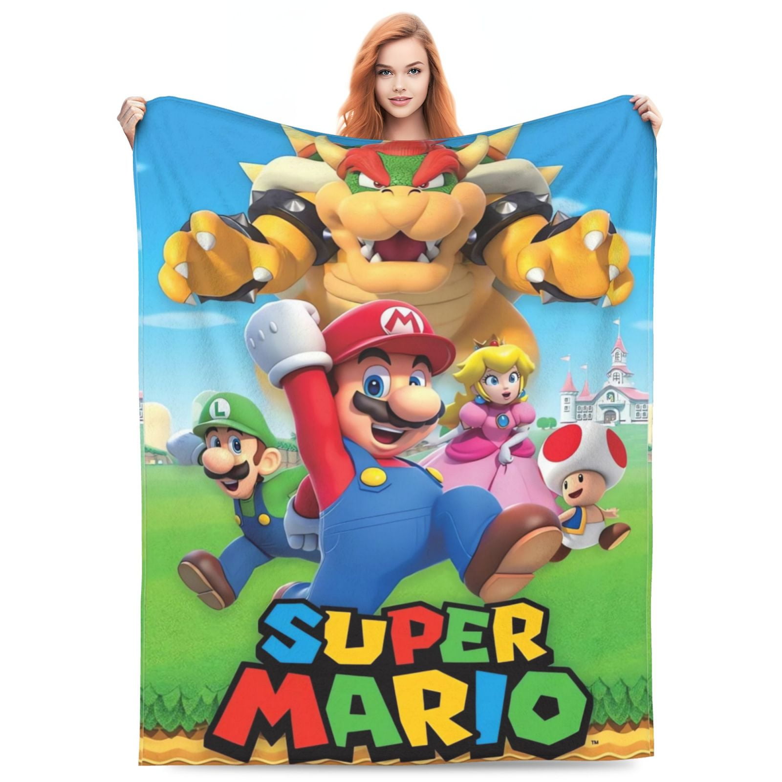 Super Mario Throw Blanket Couch Bed Sofa Soft Lightweight Warm Cozy ...