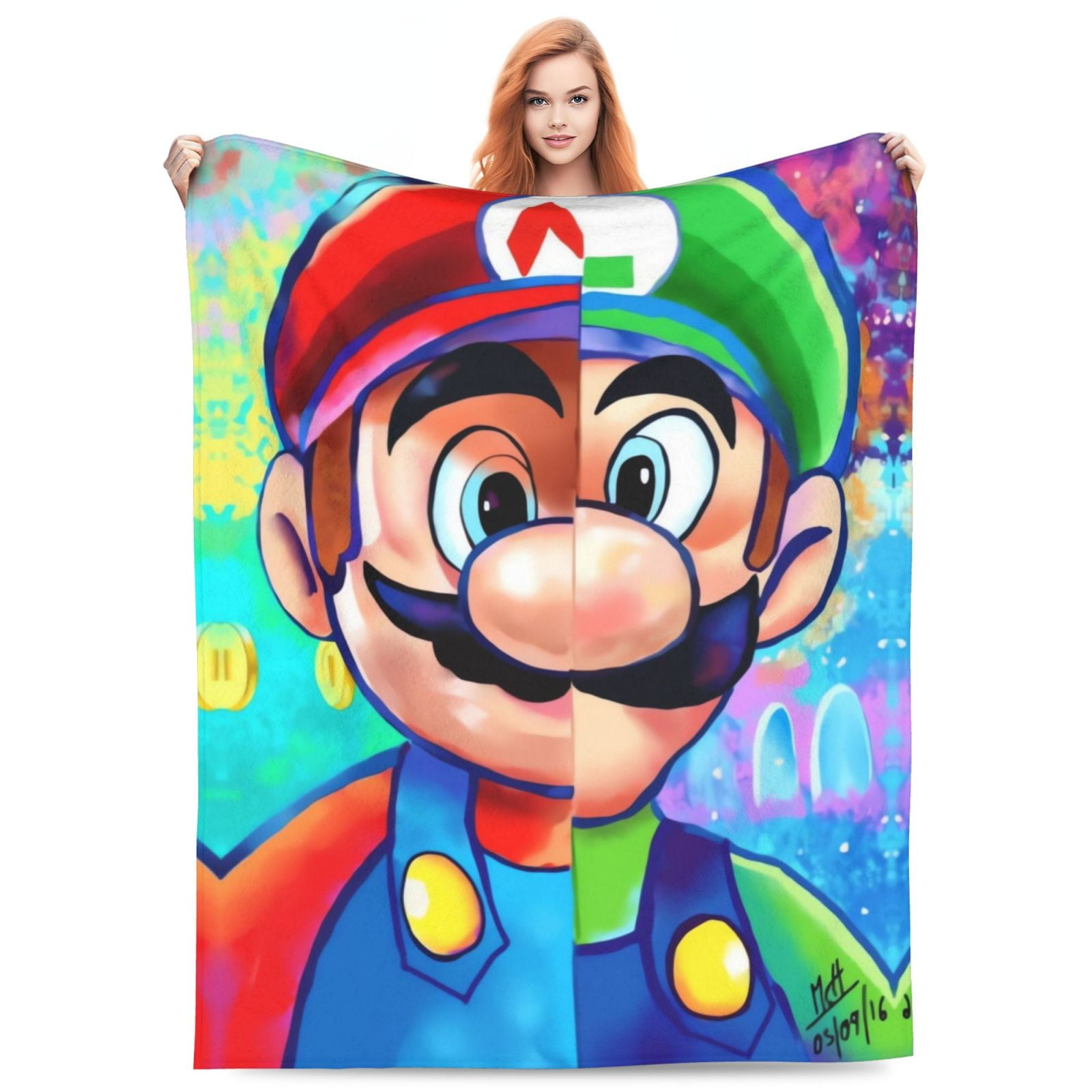 Super Mario Throw Blanket Couch Bed Sofa Soft Lightweight Warm Cozy ...