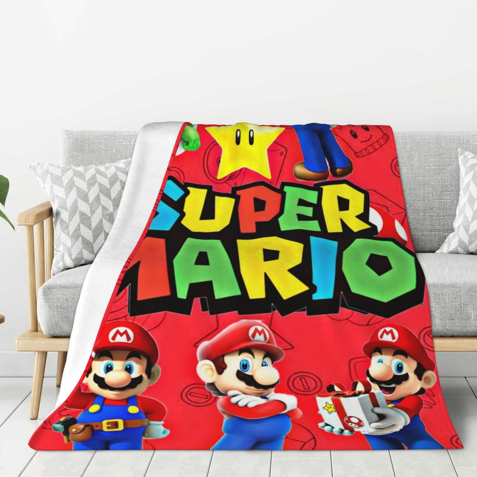 Super-Mario Throw Blanket for Couch,Super Soft Cozy Blankets for Adults ...