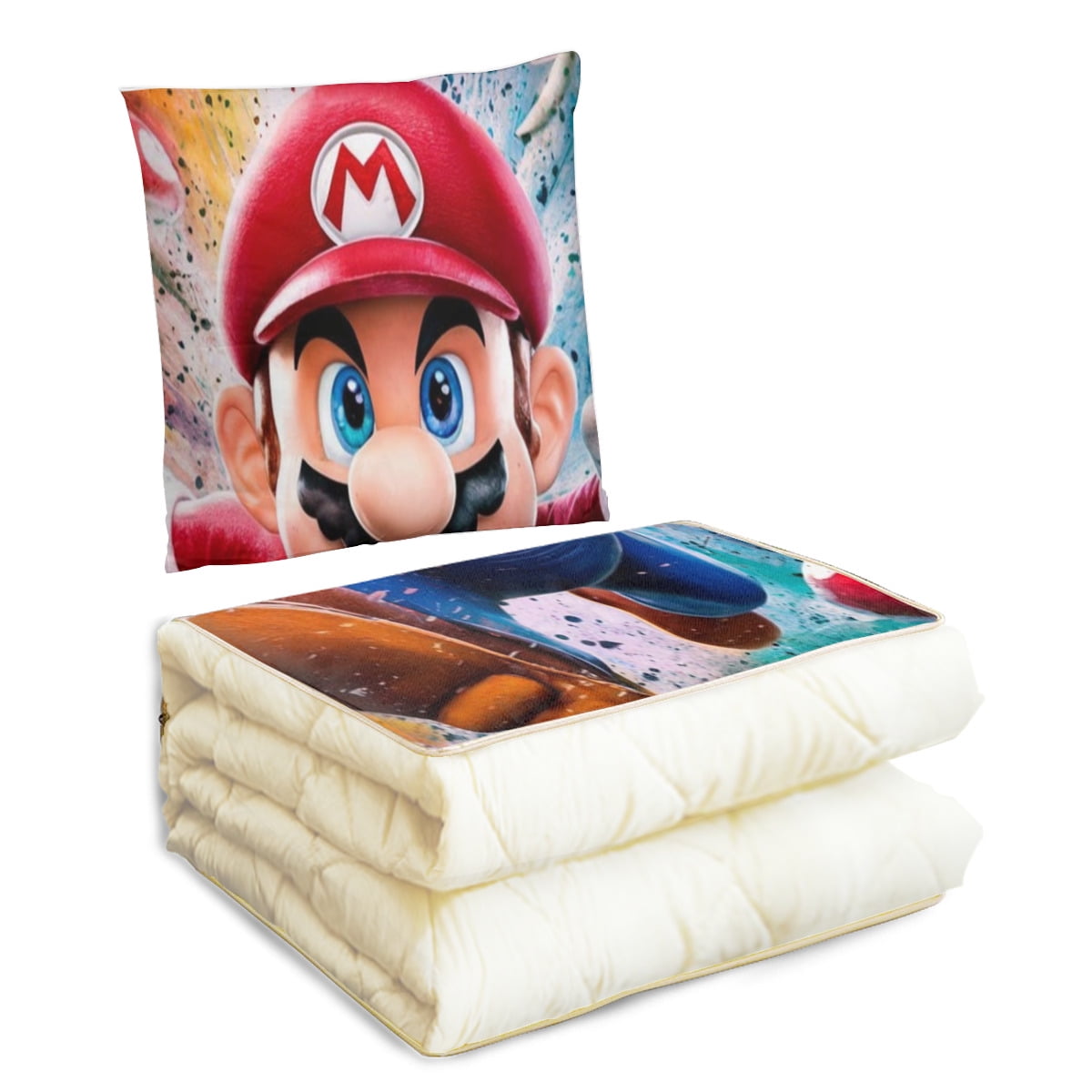 Super Mario Travel Blanket and Pillow Set Pillow Kids Gift Travel ...