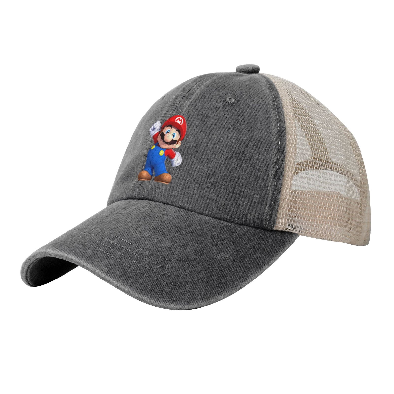 Super Mario Trucker Hat, Adjustable Snapback Mesh Baseball Hat with ...