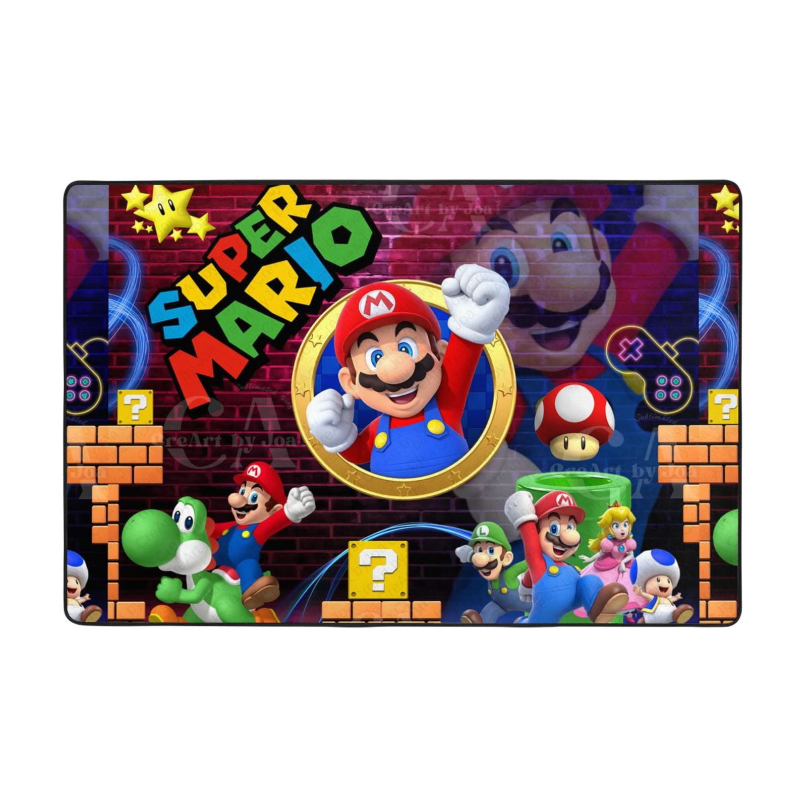 Super Mario Tumbler Wrap Gamer Rug Room Non-Slip Gaming Rug Cool ...