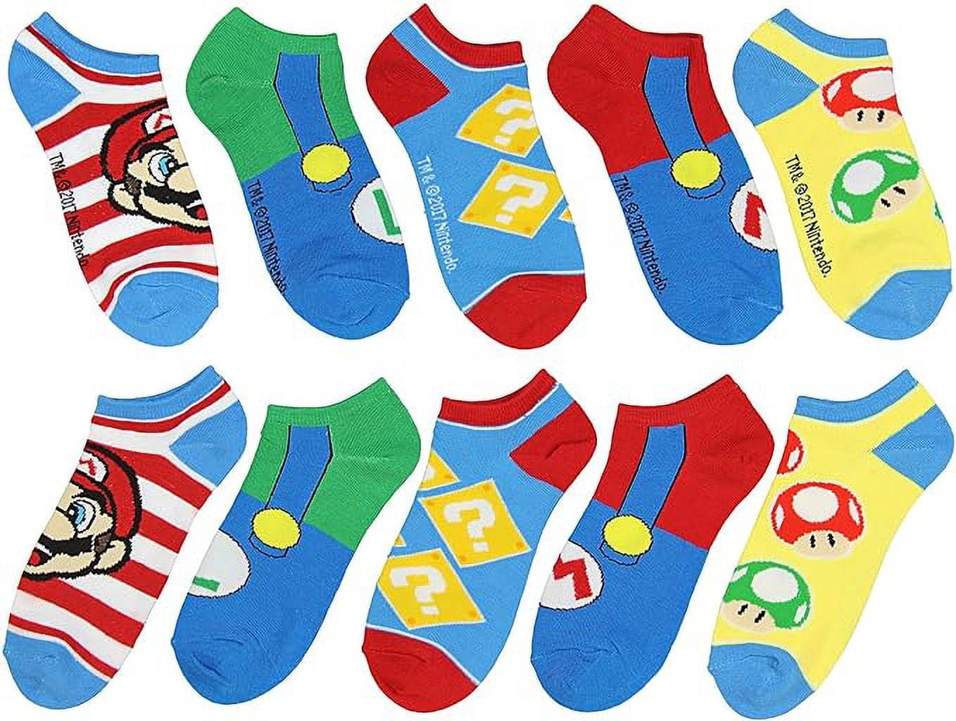 Super Mario Unisex Game Inspired 5 Pair Mix and Match Ankle Socks ...