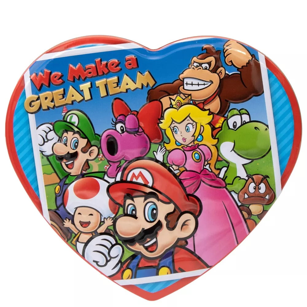 Super Mario Valentine's Heart Tin with Milk Chocolate - 3.6 Ounce Gift ...