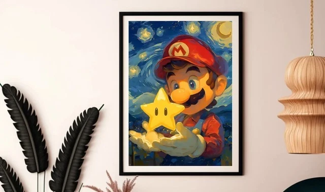 Super Mario In Van Gogh Style, Gaming Poster, Printable Wall Art 1 NO ...