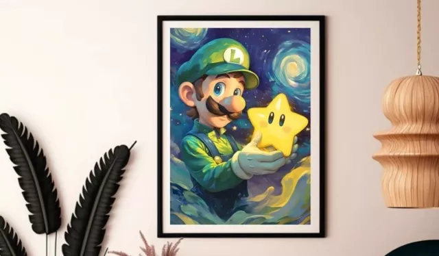Super Mario In Van Gogh Style, Gaming Poster, Printable Wall Art 5 NO ...