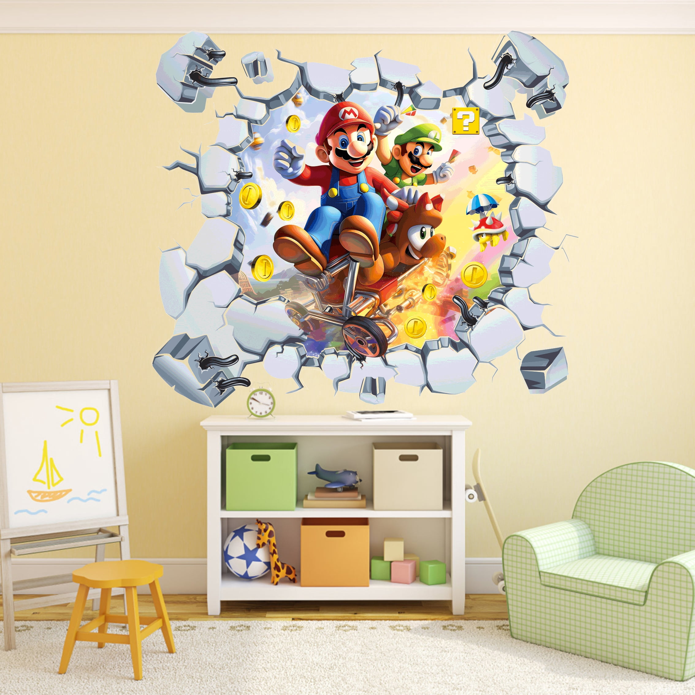 Super Mario Wall Sticker For Bedroom Living Room Nursery Party ...