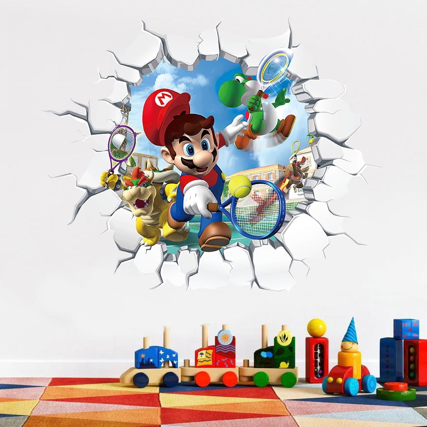 Super Mario Wall Sticker For Bedroom Living Room Nursery Party ...
