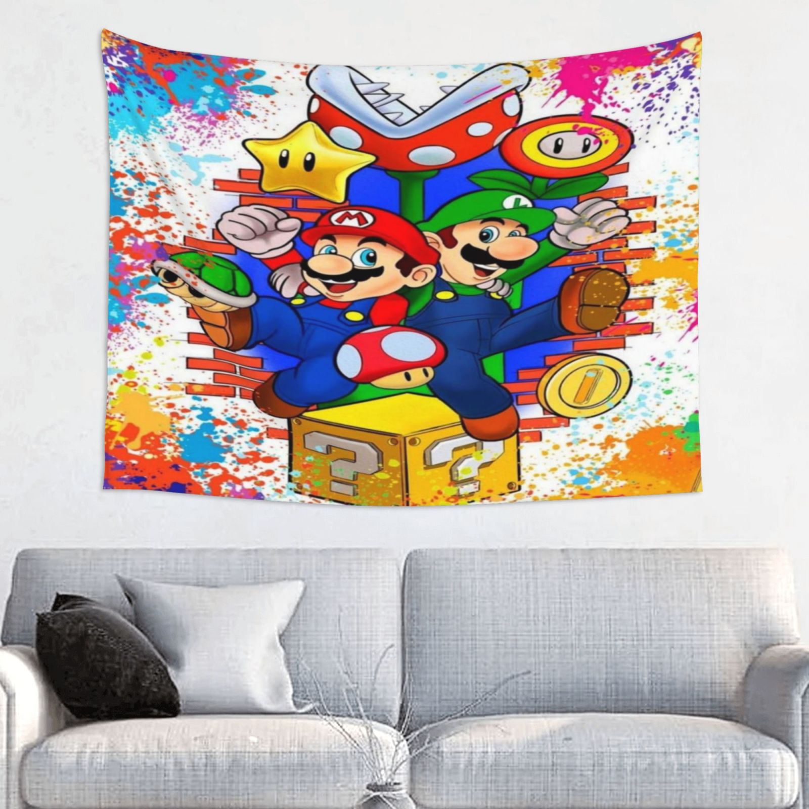 Super Mario Wall Tapestry Cartoon Poster for Bedroom Aesthetics Funny ...