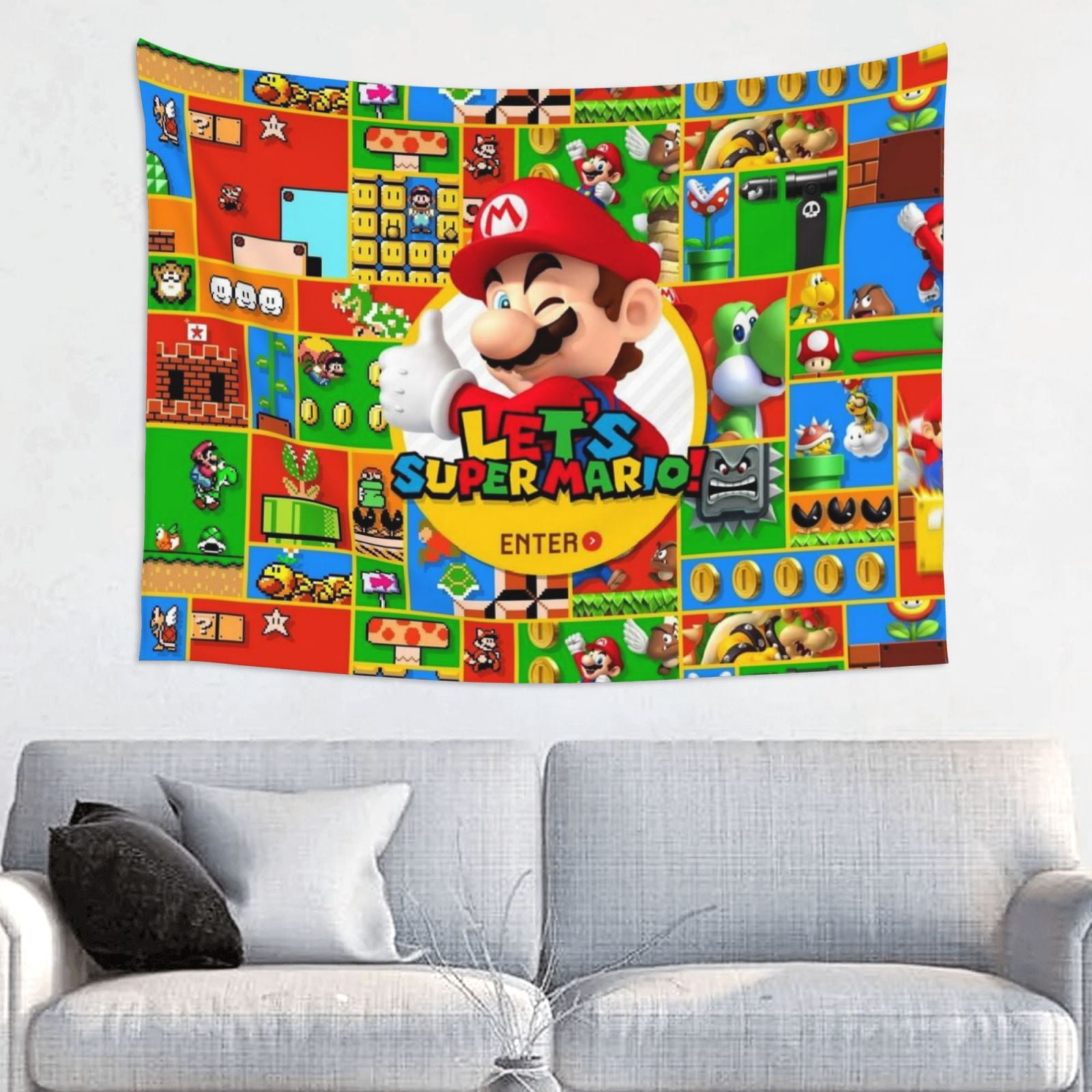Super Mario Wall Tapestry Cartoon Poster for Bedroom Aesthetics Funny ...