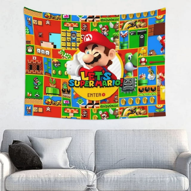Super Mario Wall Tapestry Cartoon Poster for Bedroom Aesthetics Funny ...