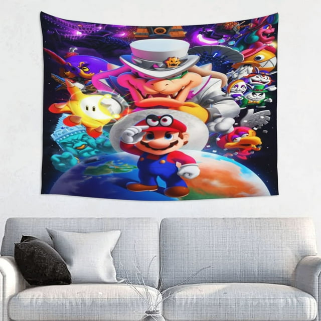 Super Mario Wall Tapestry Cartoon Poster for Bedroom Aesthetics Funny ...