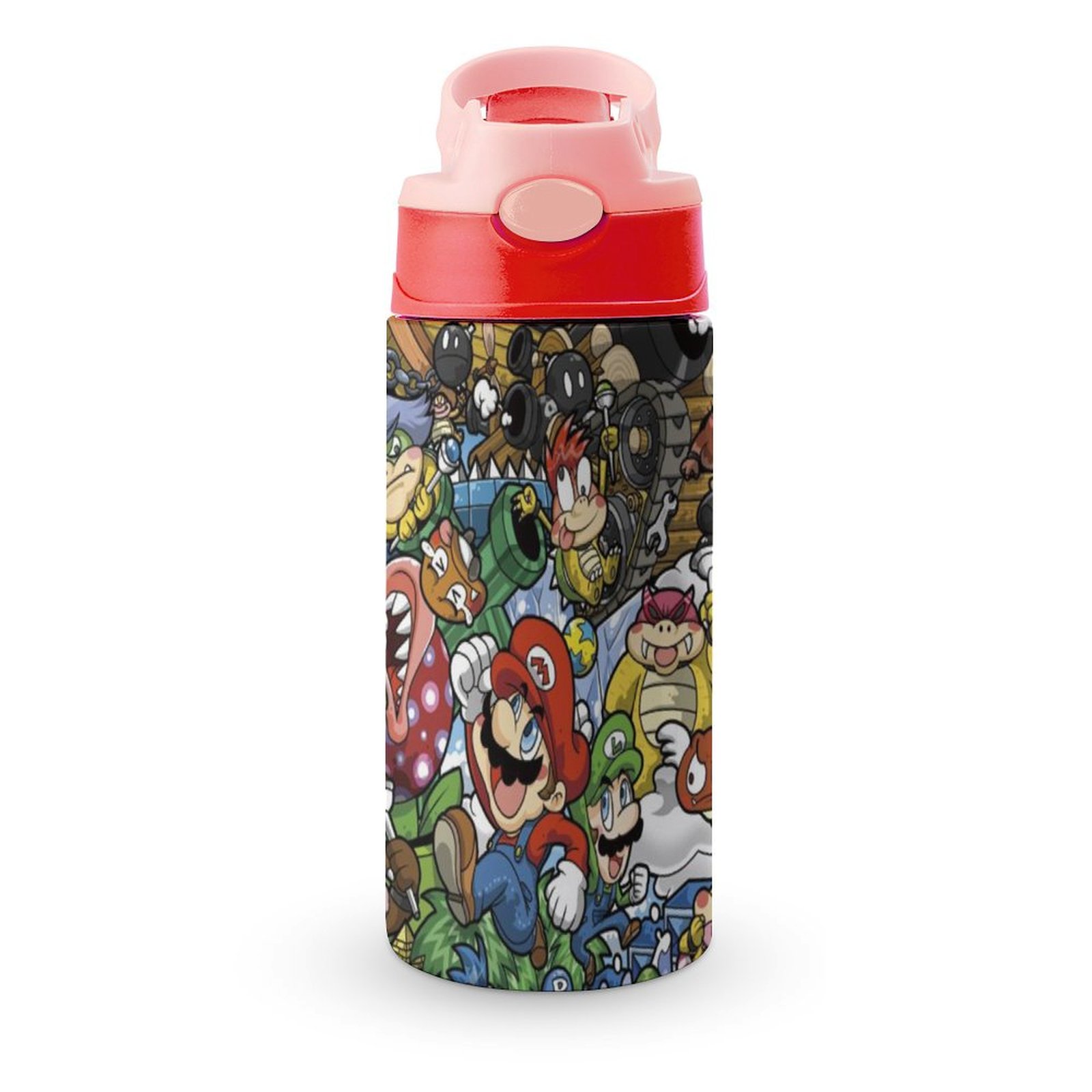 Super Mario Water Bottle, Insulated Water Cup with Pull Top Cap, 304 ...