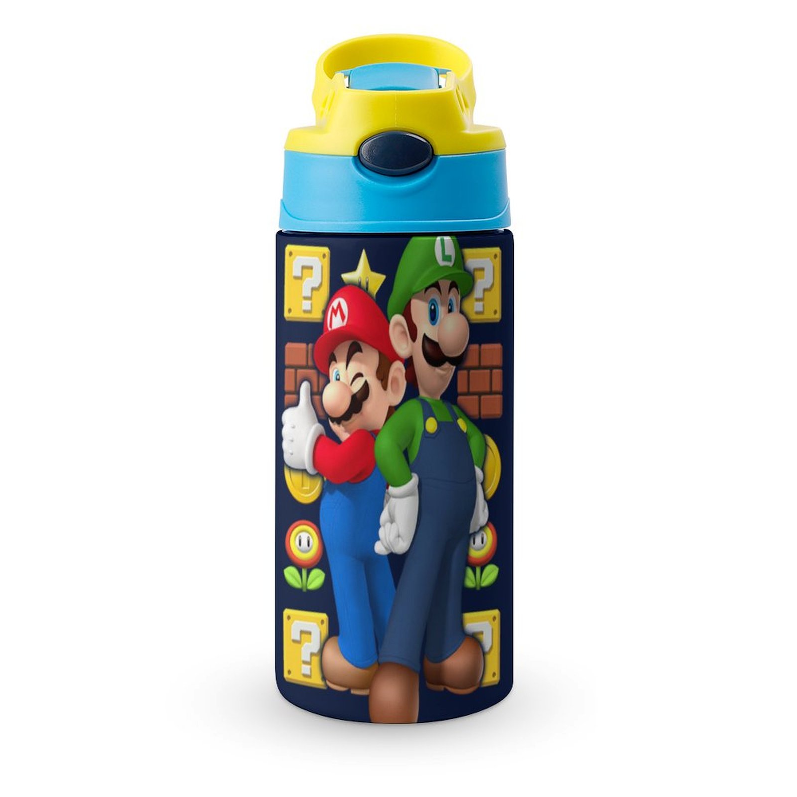 Super Mario Water Bottle, Insulated Water Cup with Pull Top Cap, 304 ...