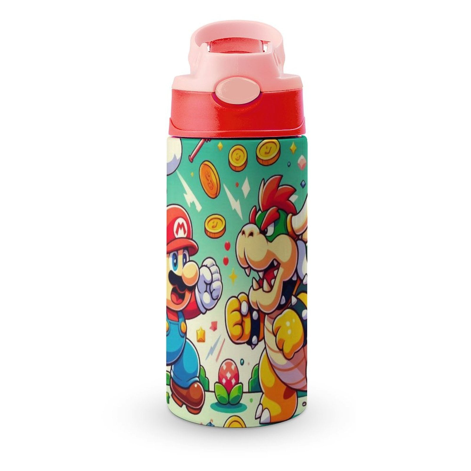 Super Mario Water Bottle, Insulated Water Cup with Pull Top Cap, 304 ...