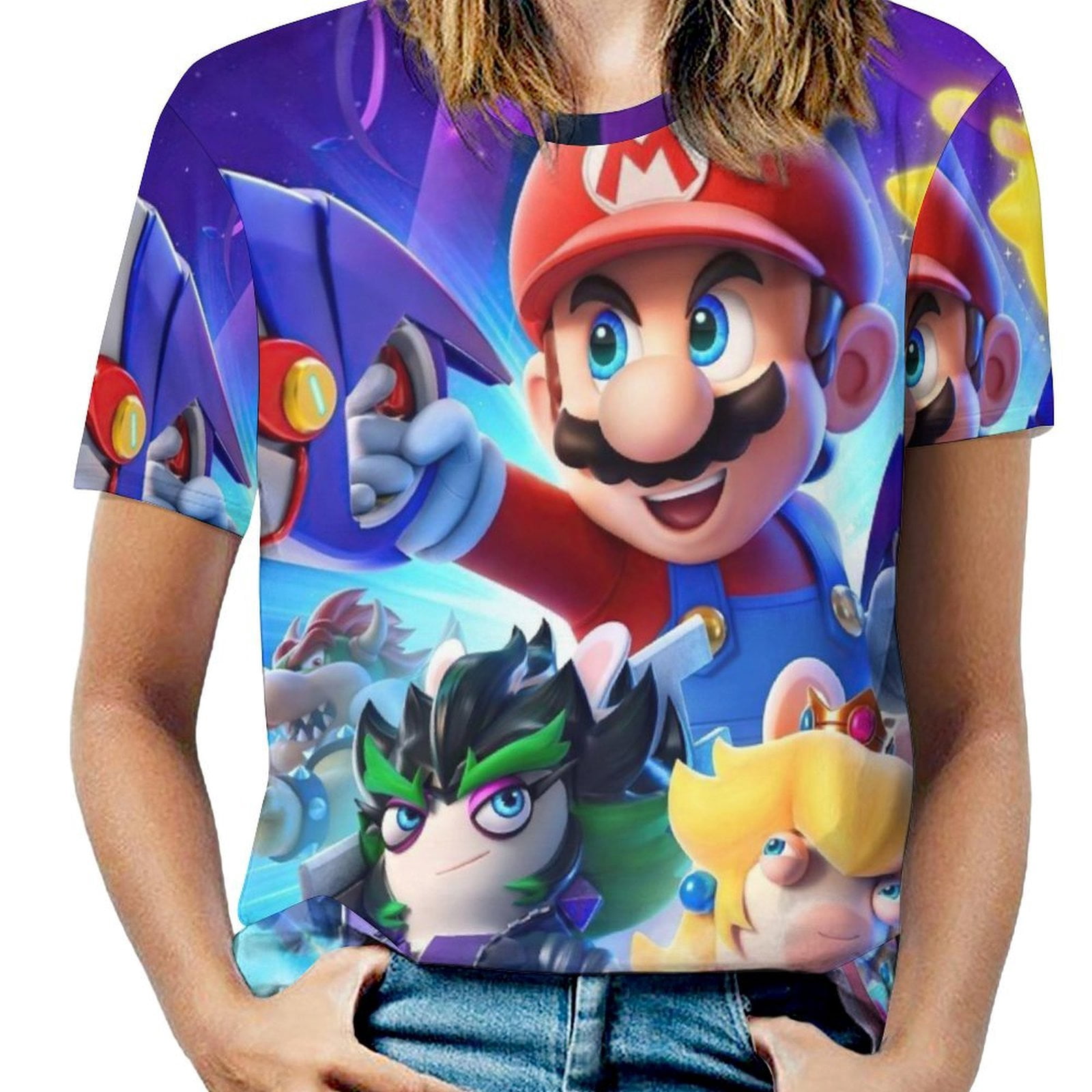 Super Mario Women's Casual T-shirts Crew Neck Short Sleeve Tee Shirts ...