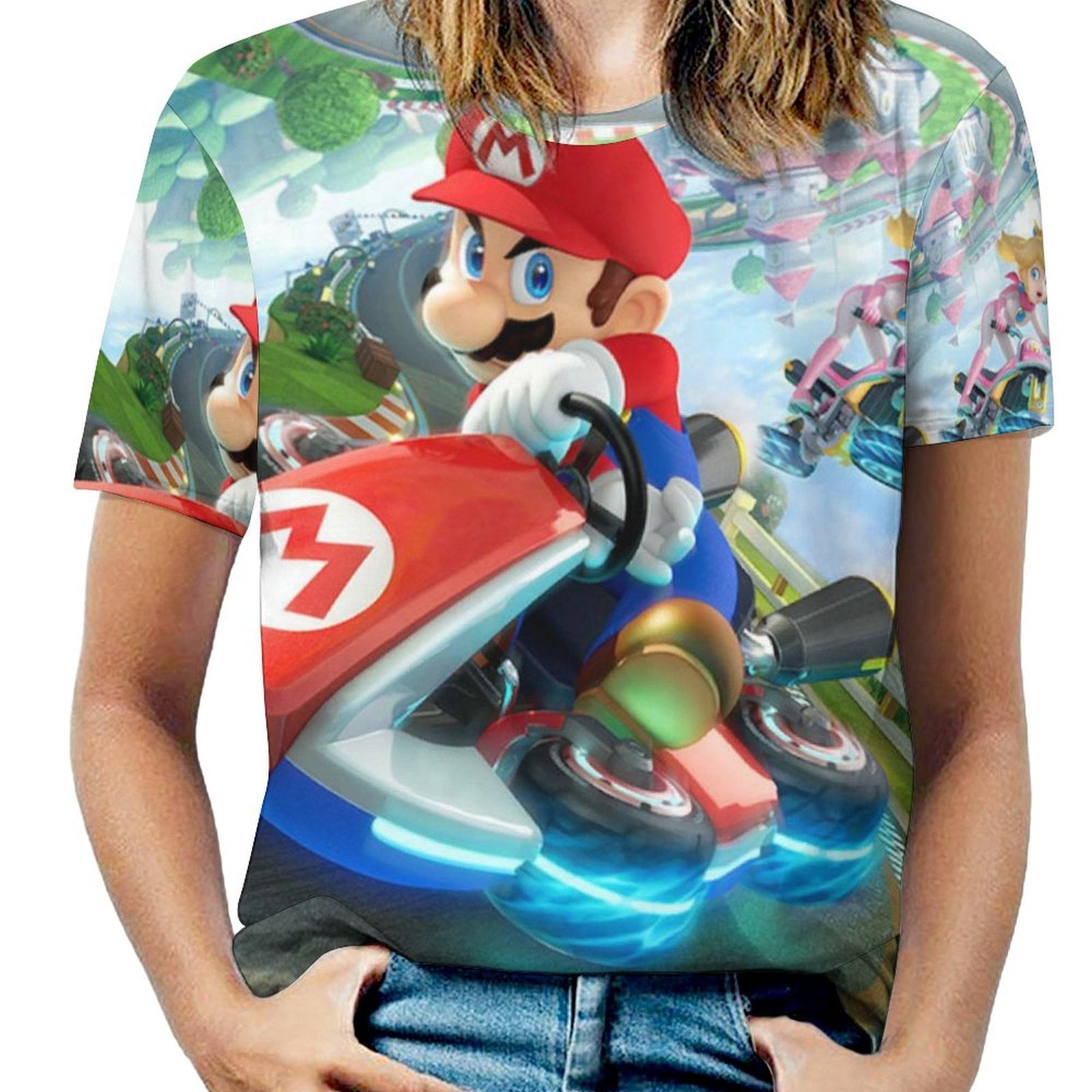 Super Mario Women's Casual T-shirts Crew Neck Short Sleeve Tee Shirts ...