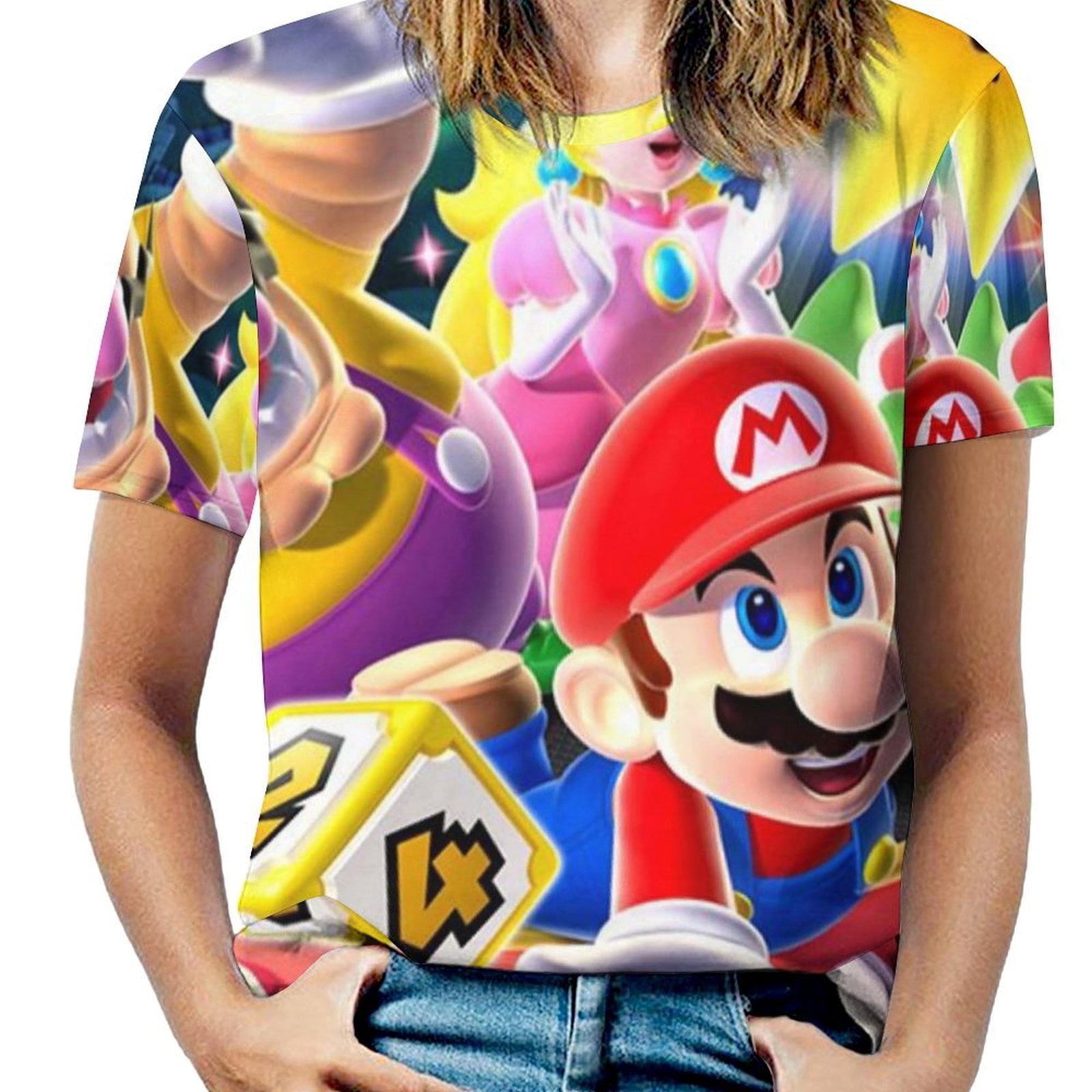 Super Mario Women's Casual T-shirts Crew Neck Short Sleeve Tee Shirts ...