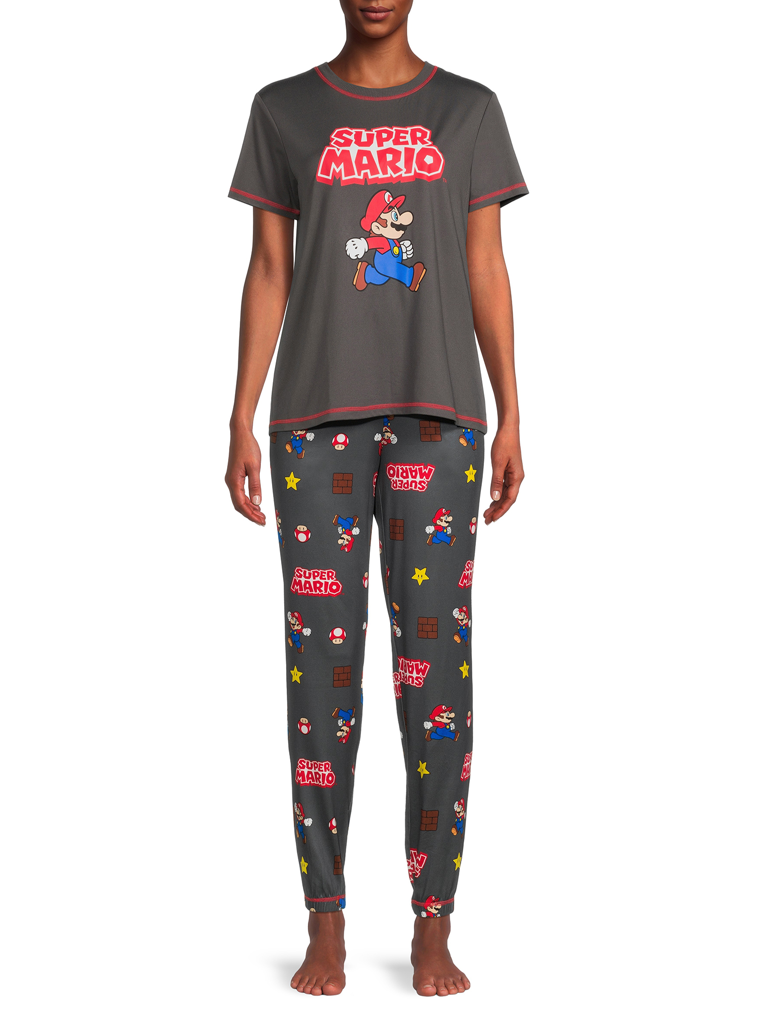 Super Mario Women's and Women's Plus Short Sleeve Top and Sleep Pants ...