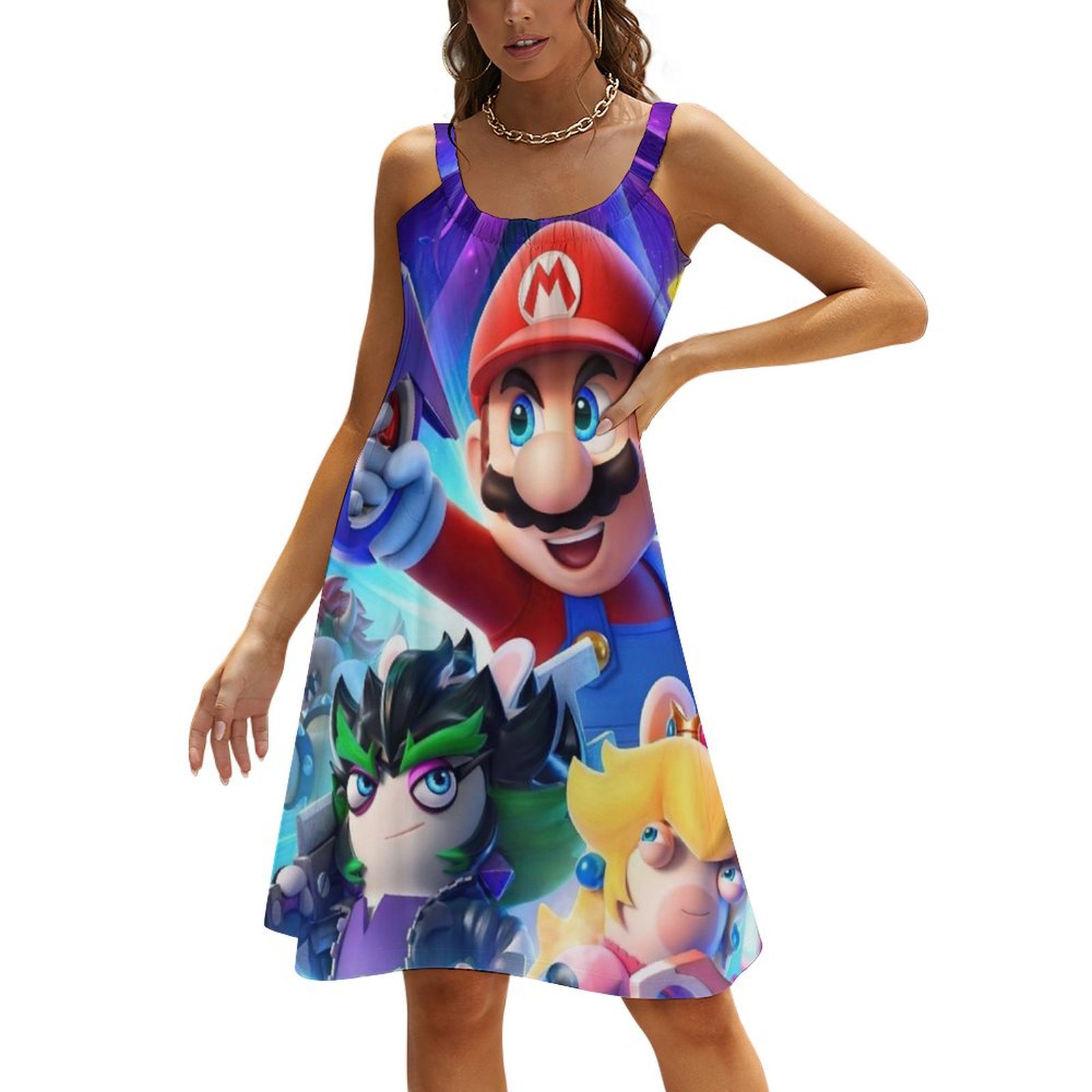 Super Mario Womens Dress Loose Sleeveless Beach Sling Skirt Soft Summer ...