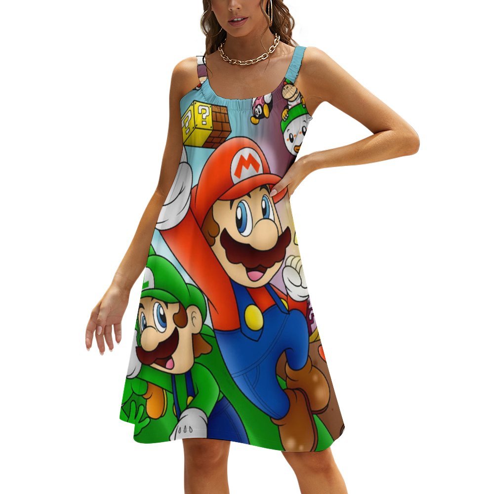 Super Mario Womens Dress Loose Sleeveless Beach Sling Skirt Soft Summer ...
